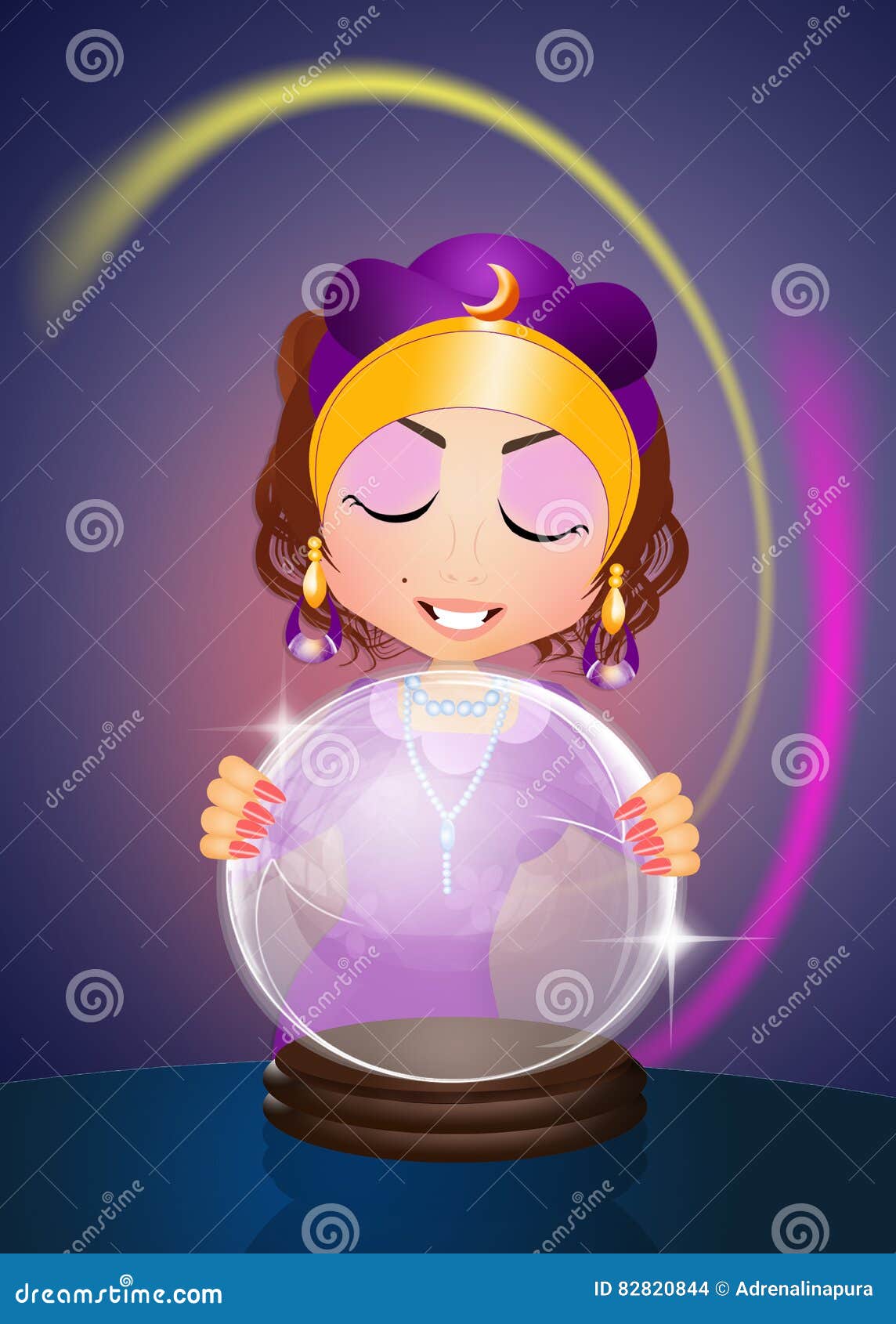 Clairvoyant with Crystal Ball Stock Illustration - Illustration of ...