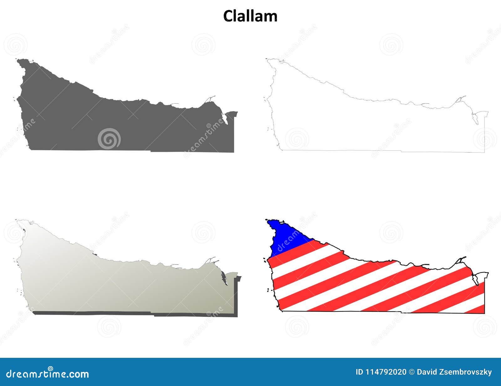 Clallam County, Washington Outline Map Set Stock Vector - Illustration ...