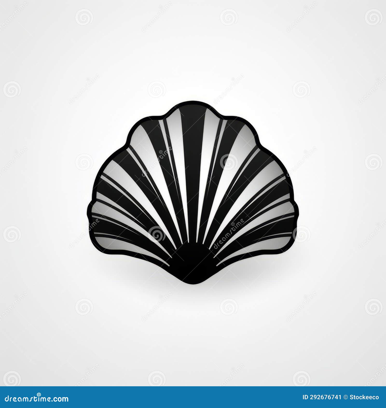 Luminous 3d Scallop Shell Icon Design - Black and White Stock ...