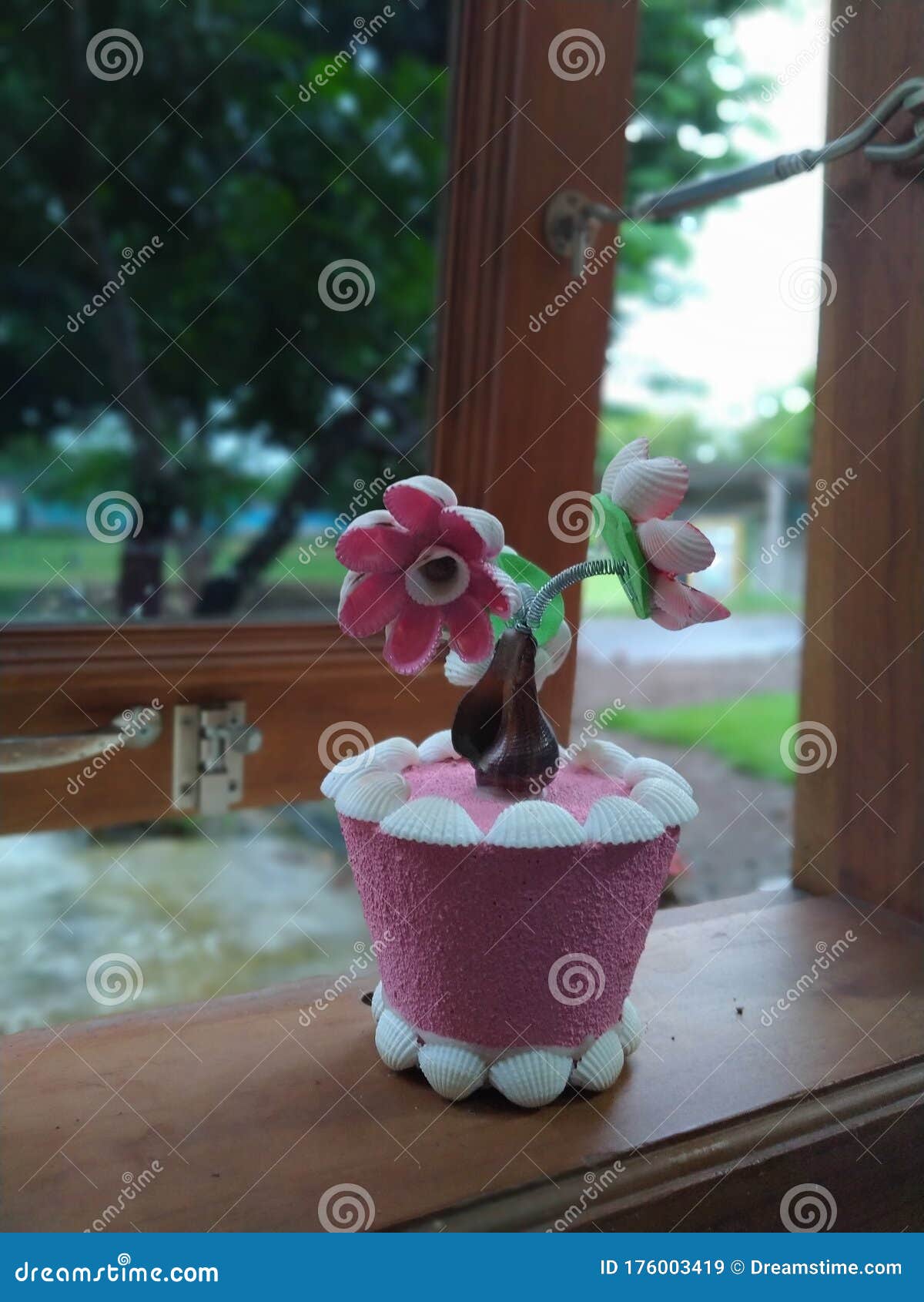 Pink flower on window stock image. Image of flower, window - 176003419
