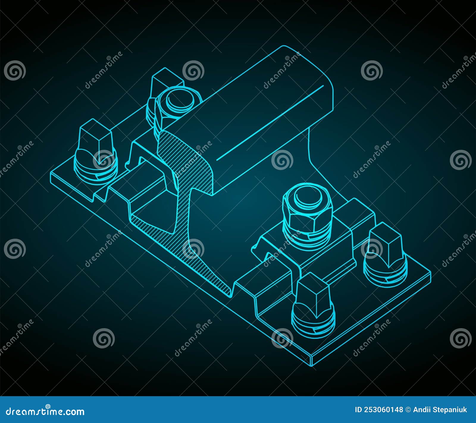 Clamp Rail Fastening System Isometric Drawings Stock Vector ...