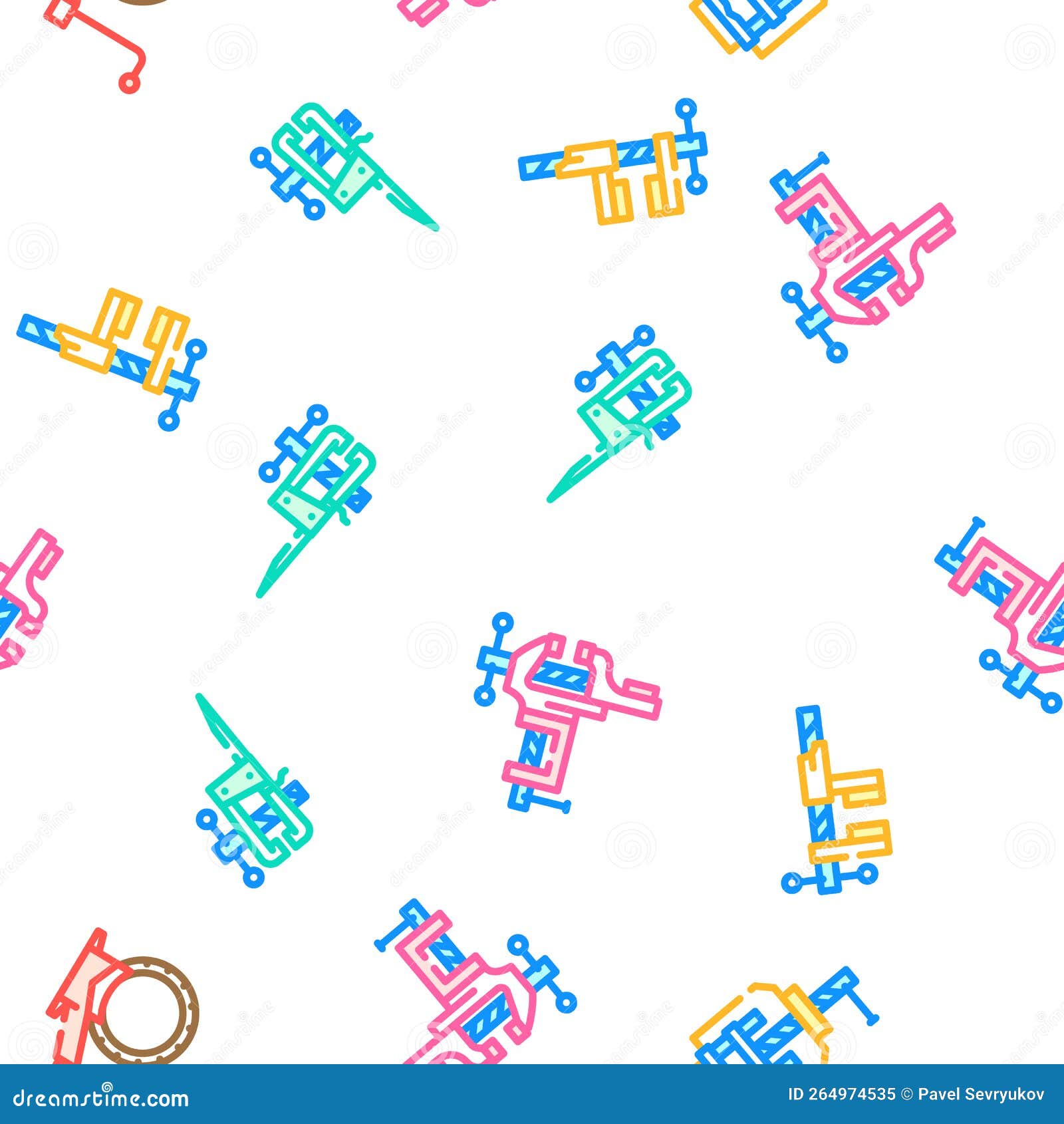 Clamp Vice Grip Tool Metal Vector Seamless Pattern Stock Illustration ...