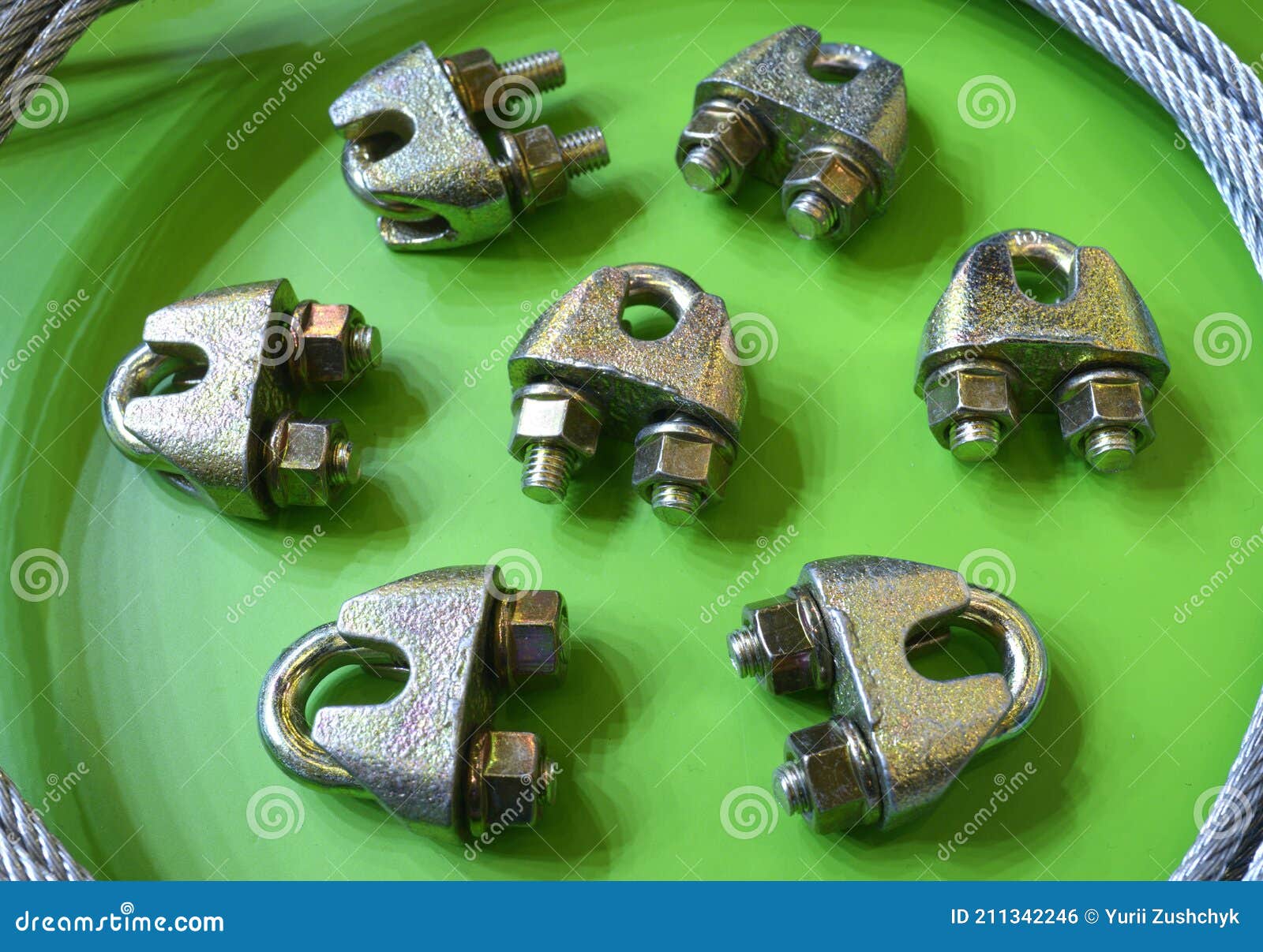 Clamps for Cables and a Steel Cable Placed on a Stand Stock Photo ...