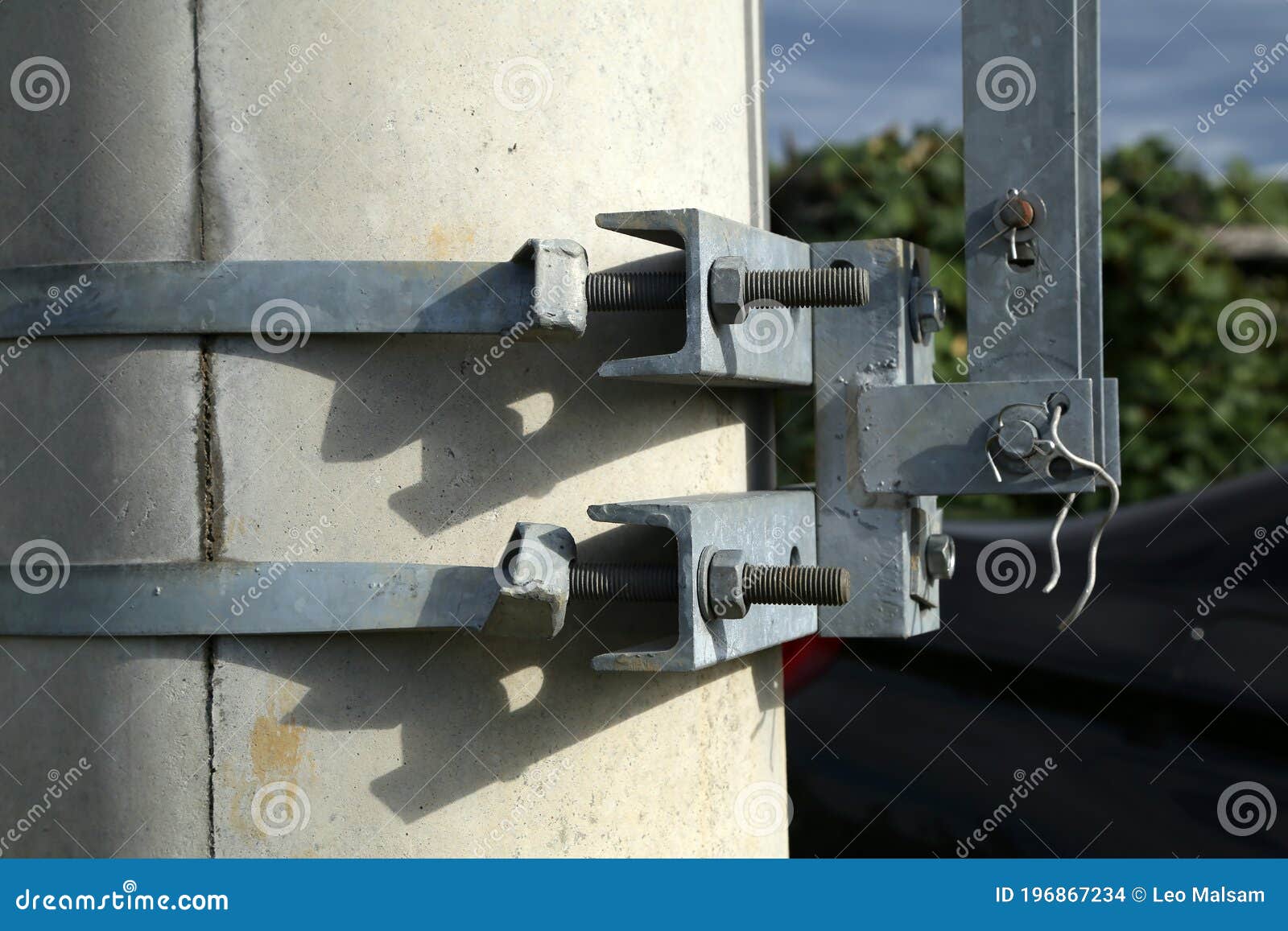 Clamps with Fixing Bolts on an Electric Pylon Stock Photo - Image of ...