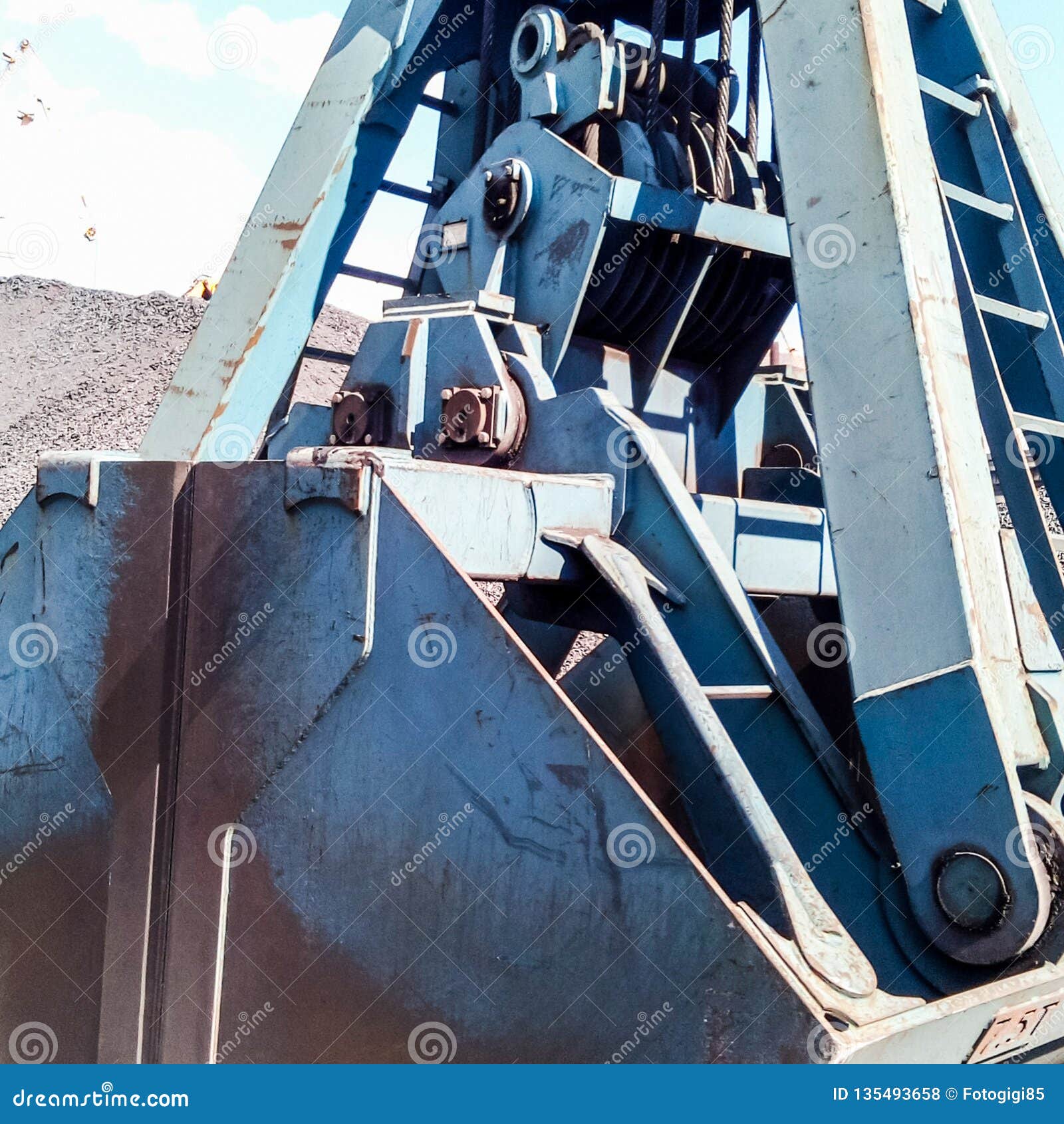 Clamshell Bucket in the Cargo Port Stock Photo - Image of crane, cargo ...