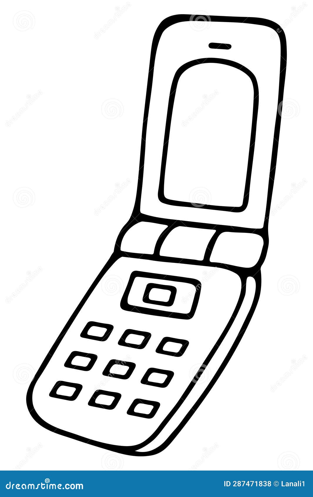 Clamshell Smartphone. Sketch. Button Cell Phone. Doodle Style. an ...