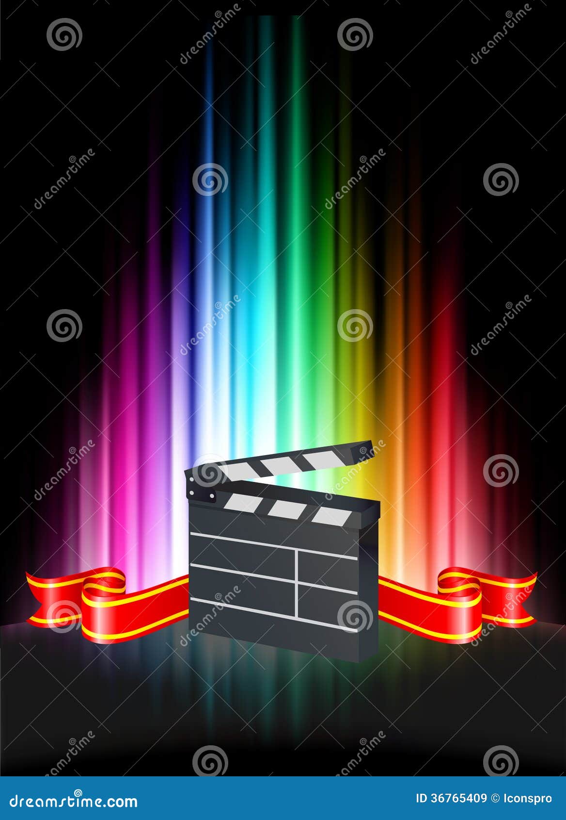 Clapper on Abstract Spectrum Background Stock Illustration ...