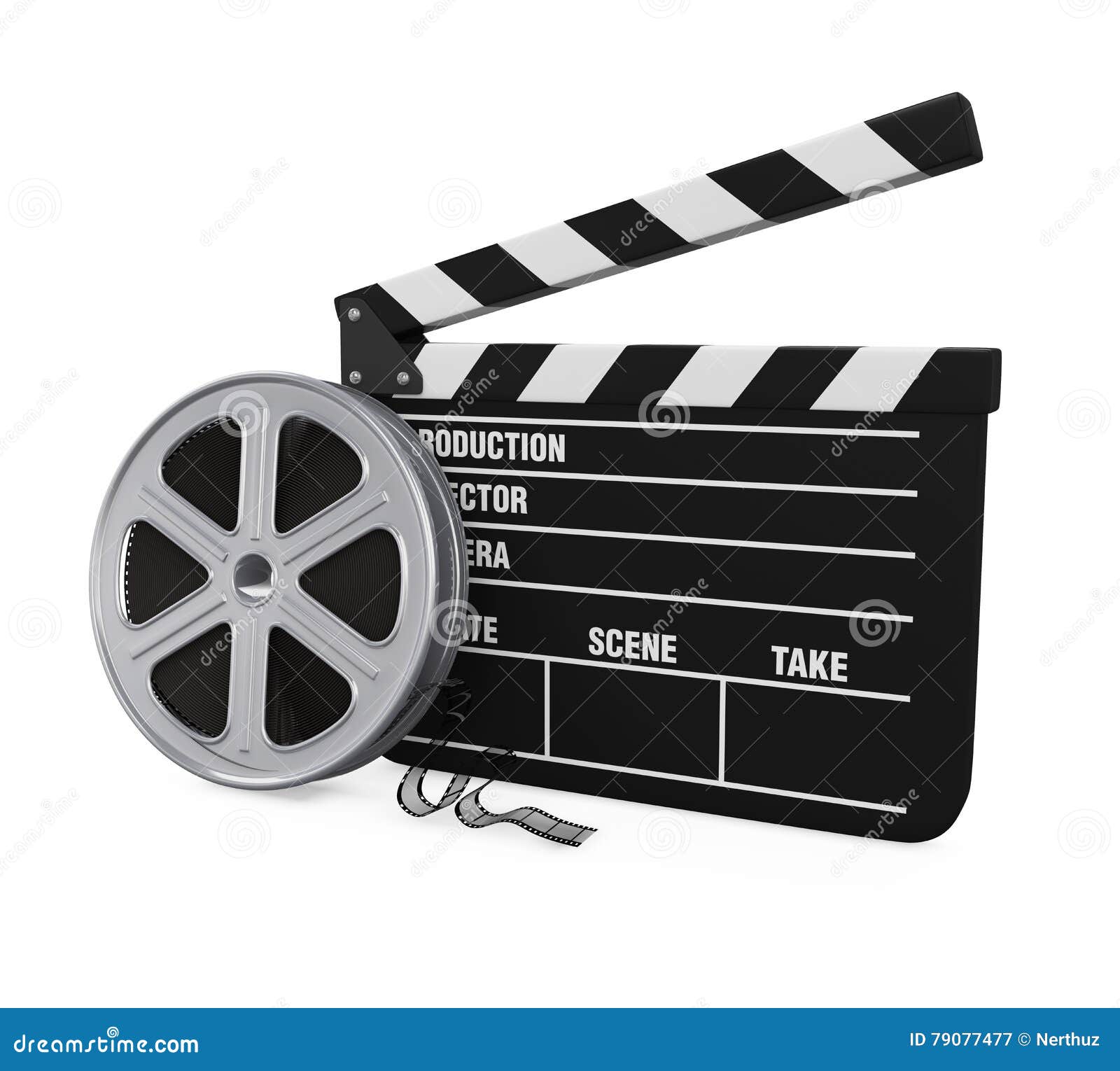 Clapper Board and Film Reel Stock Illustration - Illustration of board ...