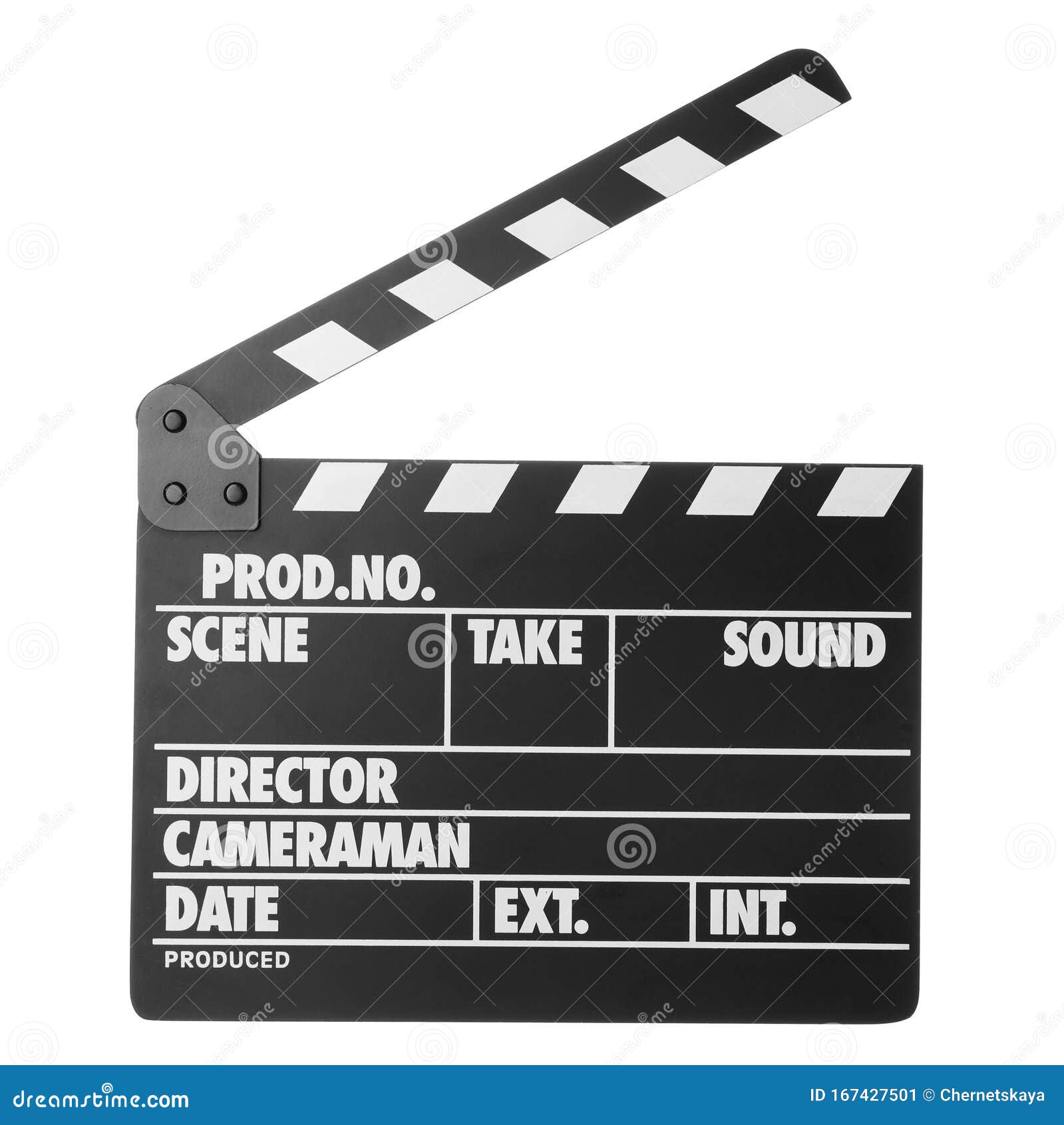 Clapper Board Isolated. Cinema Production Stock Image - Image of chalk ...