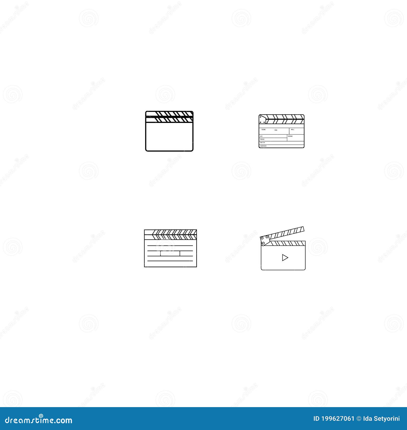 Clapper board logo stock vector. Illustration of symbol - 199627061