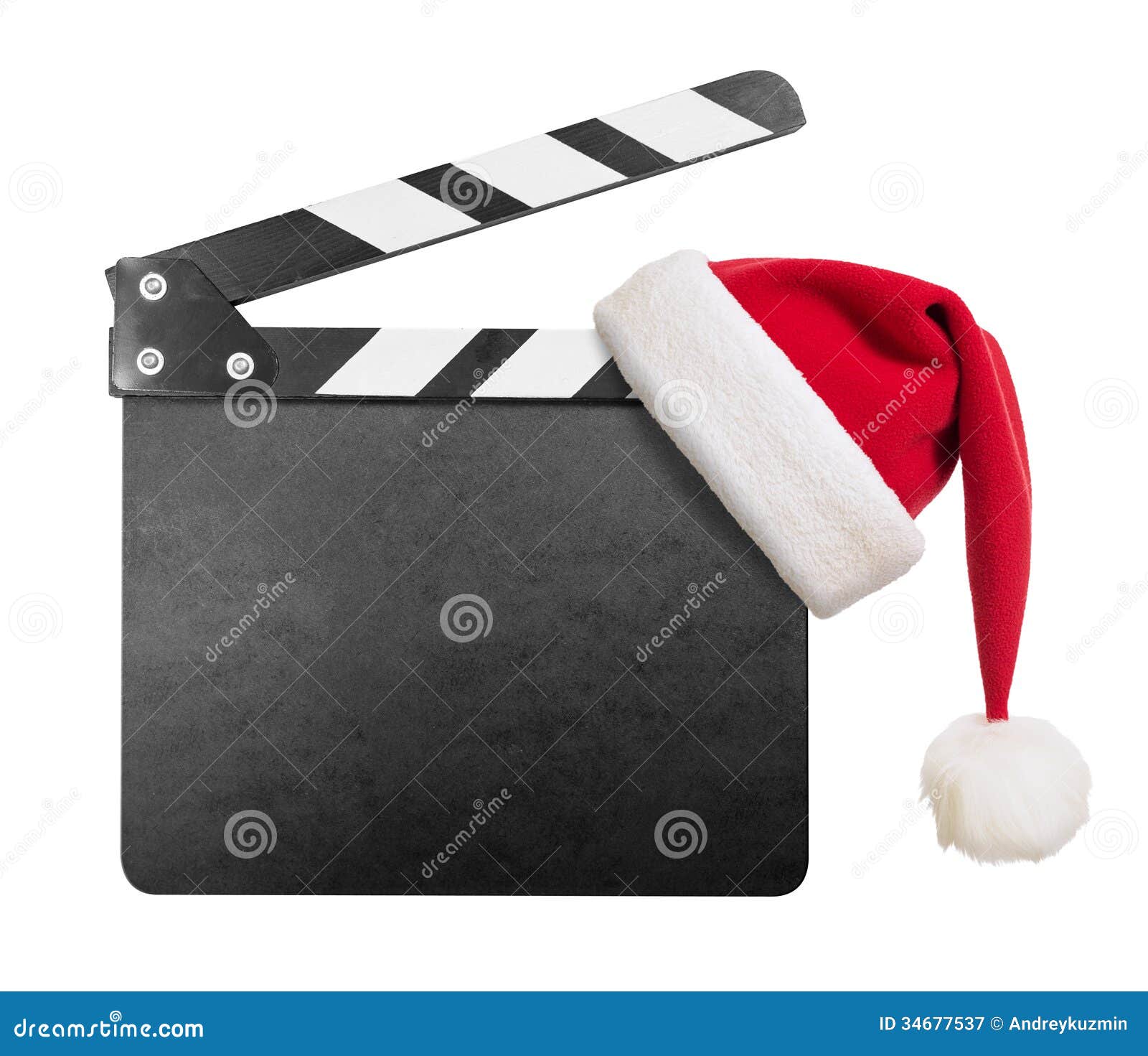 Clapper Board with Santa S Hat on it Isolated Stock Image - Image of ...