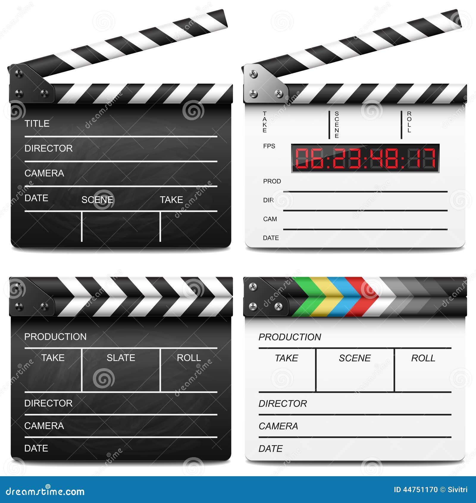Clapper board set stock vector. Illustration of clapper - 44751170