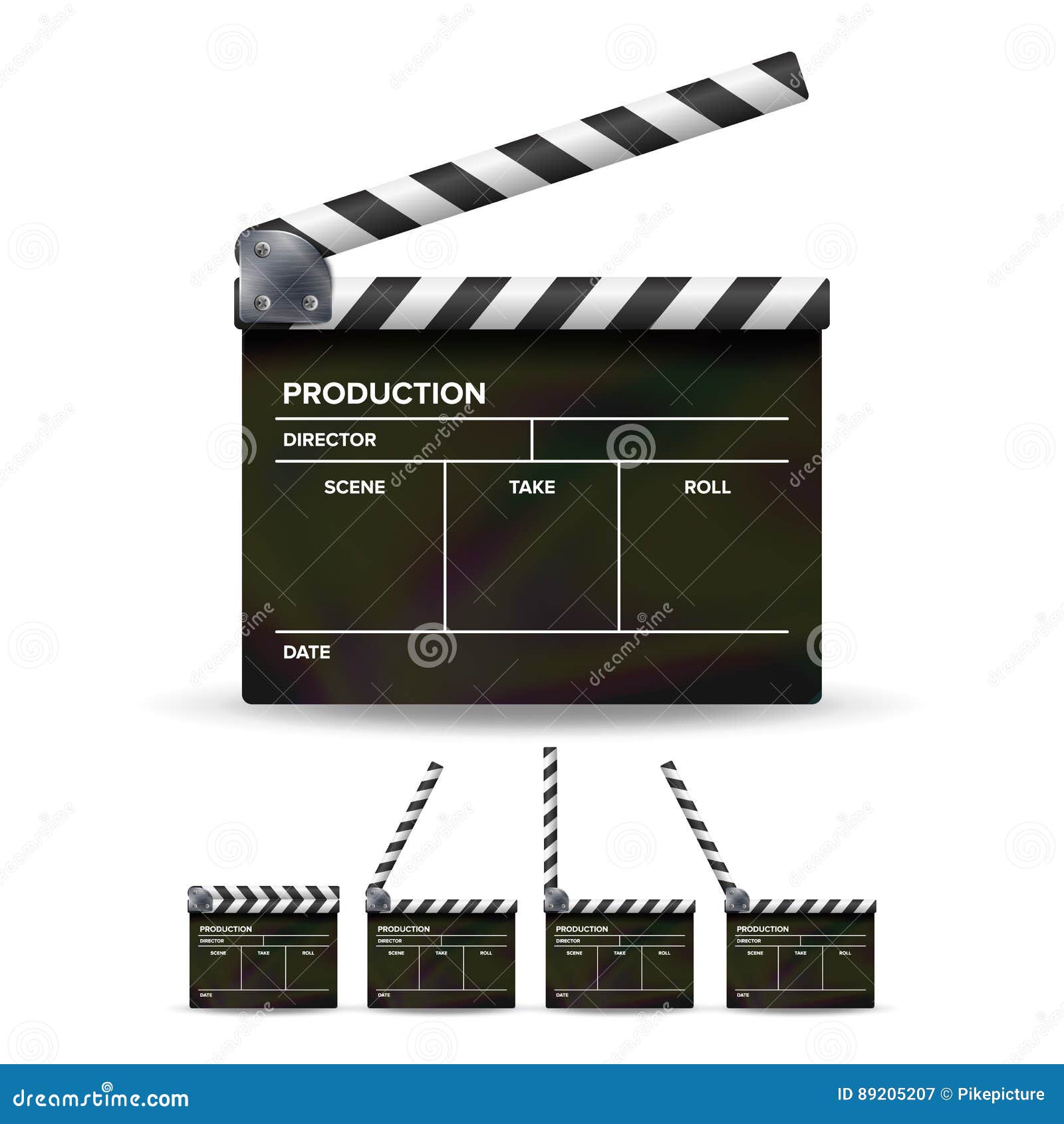 Clapper Board Vector. Black Cinema Clapper Isolated on a White ...