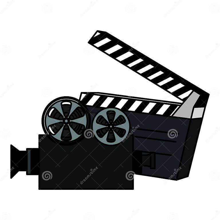Clapper Board with Video Camera Stock Illustration - Illustration of ...