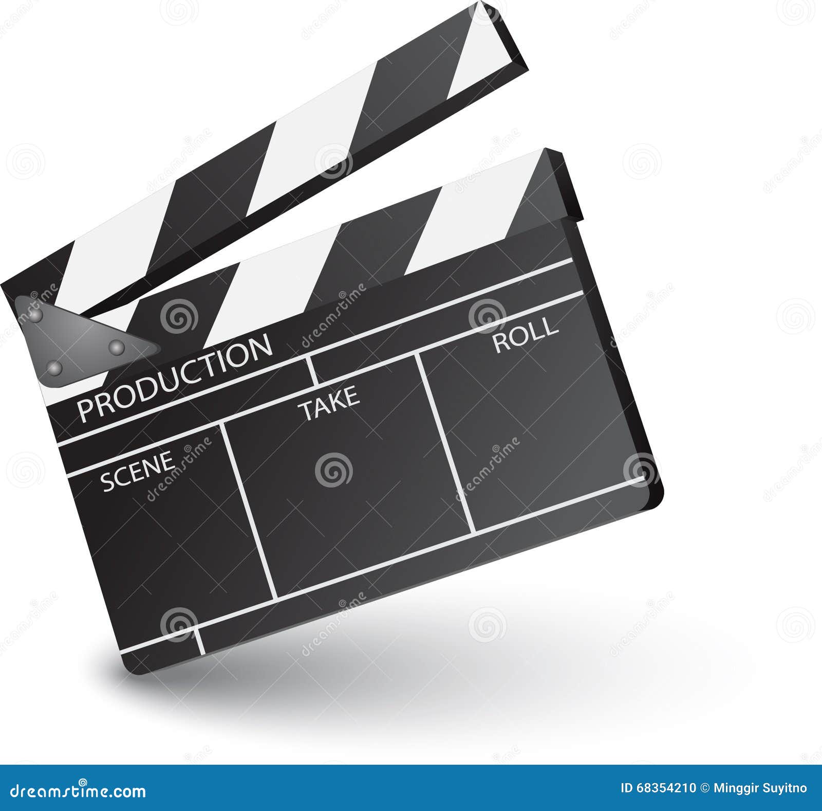 Clapper board on white stock vector. Illustration of studio - 68354210
