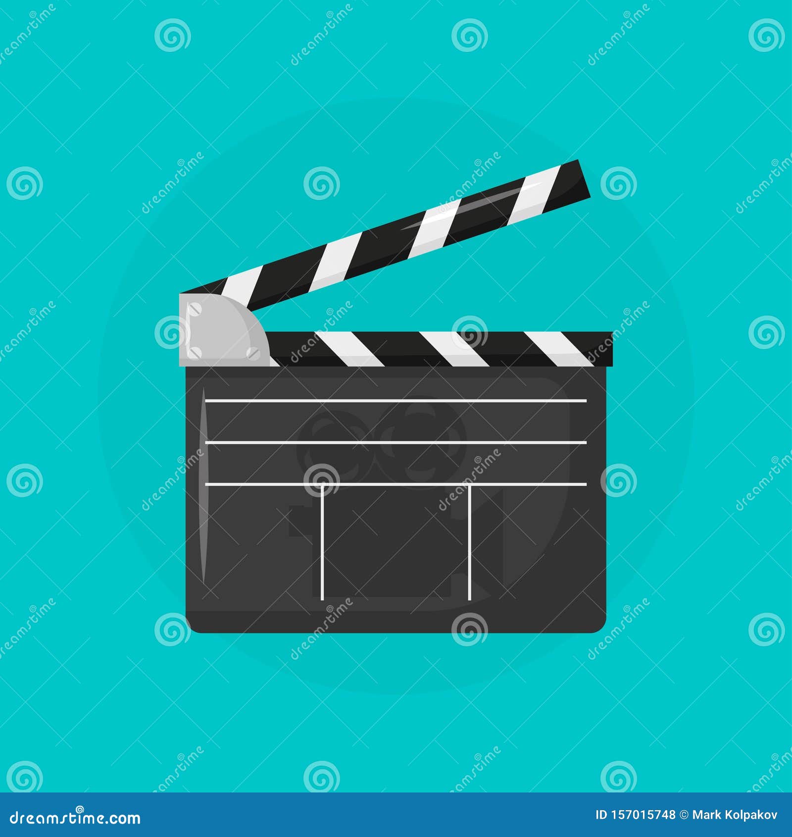 Clapper Cinema on Blue Background in Flat Stock Vector - Illustration ...