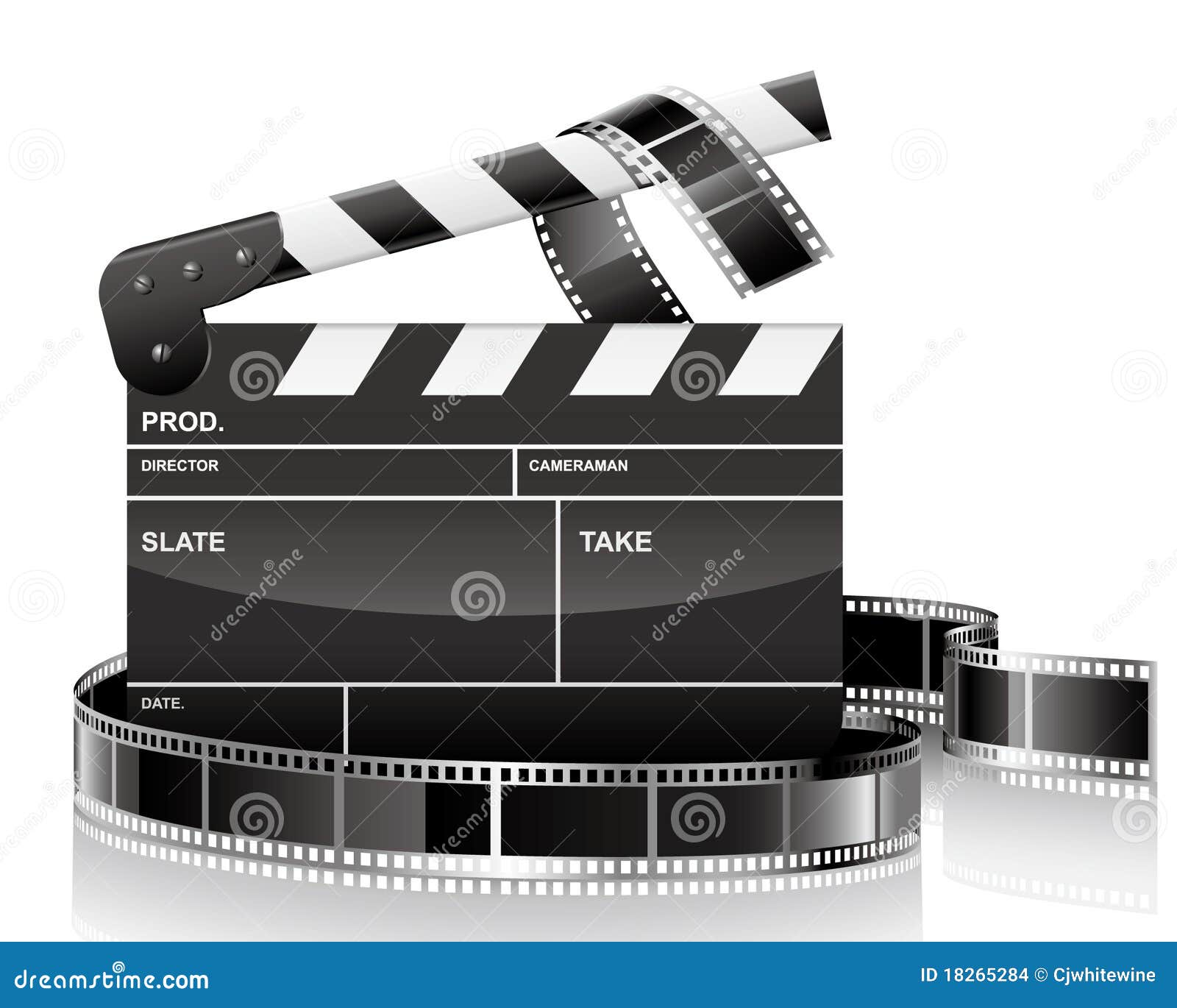 Vector Clapper For Movie On Blue Background. Flat Image With Long ...