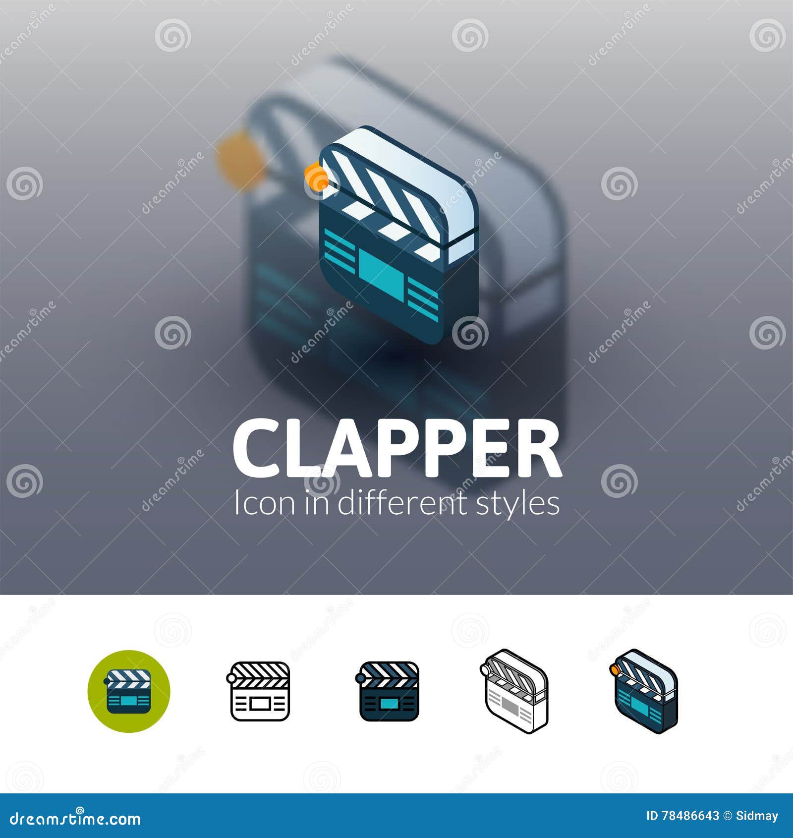 Clapper Icon in Different Style Stock Vector - Illustration of ...