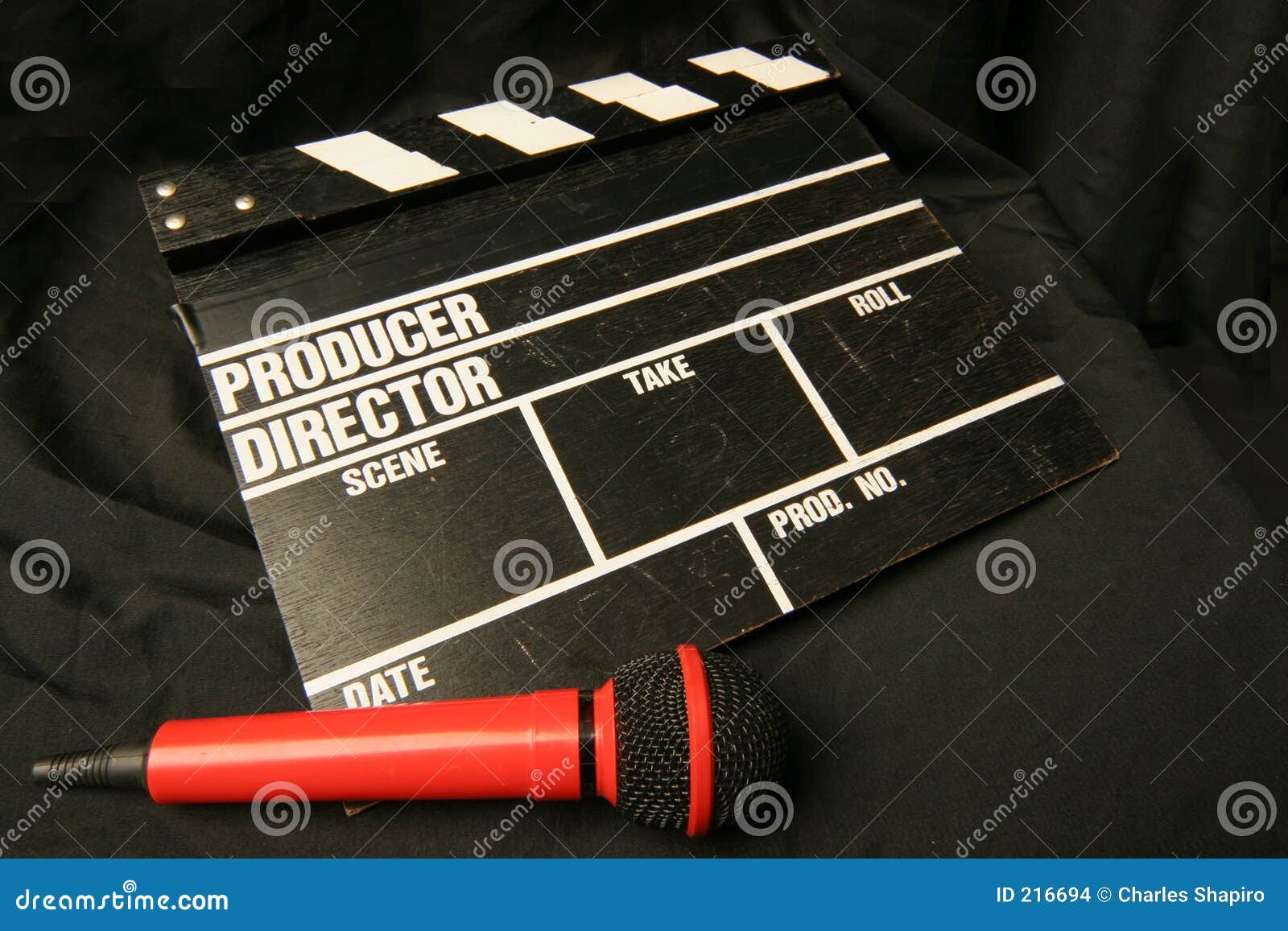 Clapper and microphone stock photo. Image of black, time - 216694