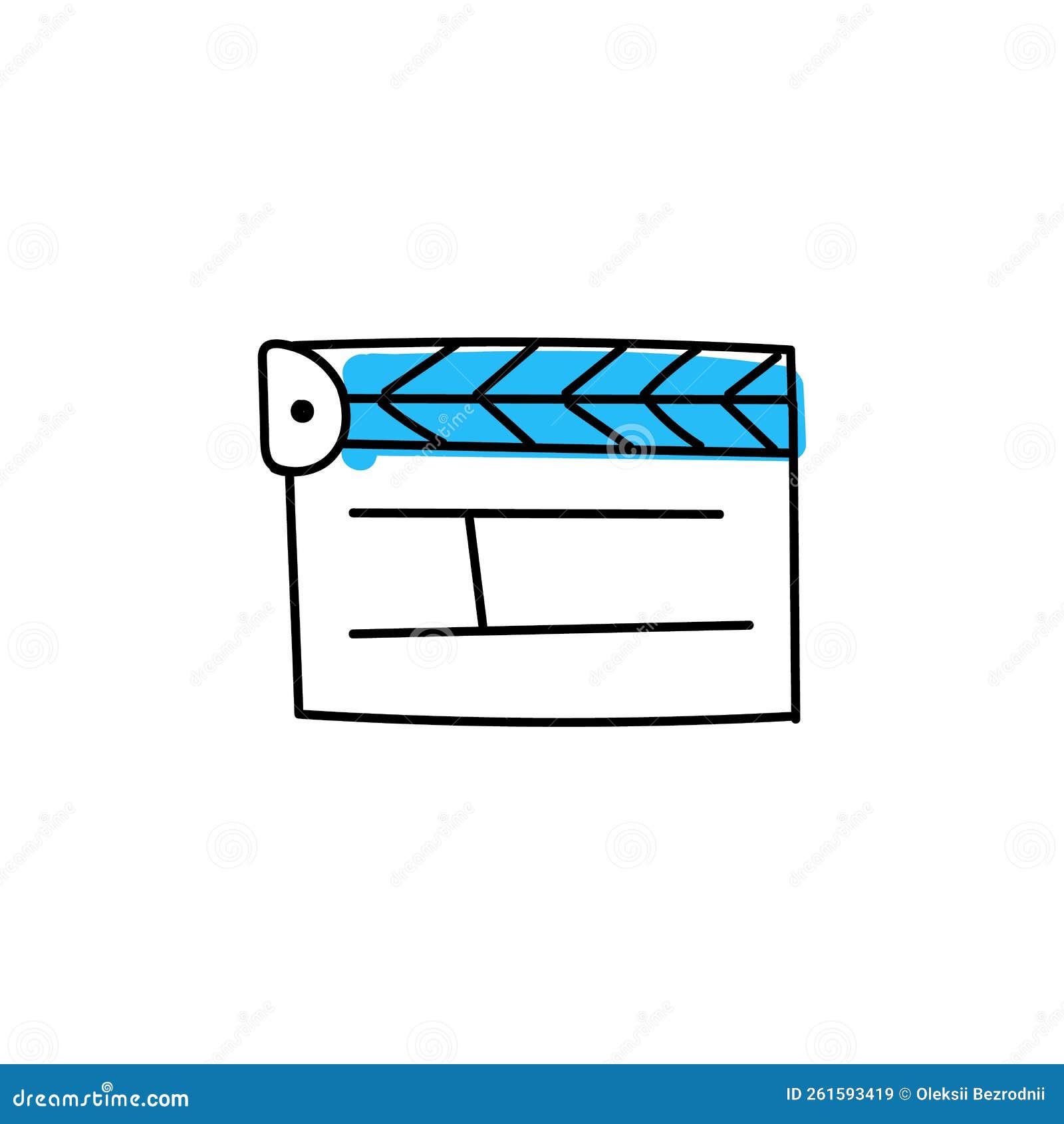 Clapperboard Blue Numerator Hand Drawn Icon Stock Vector - Illustration of sketch, cinema: 261593419