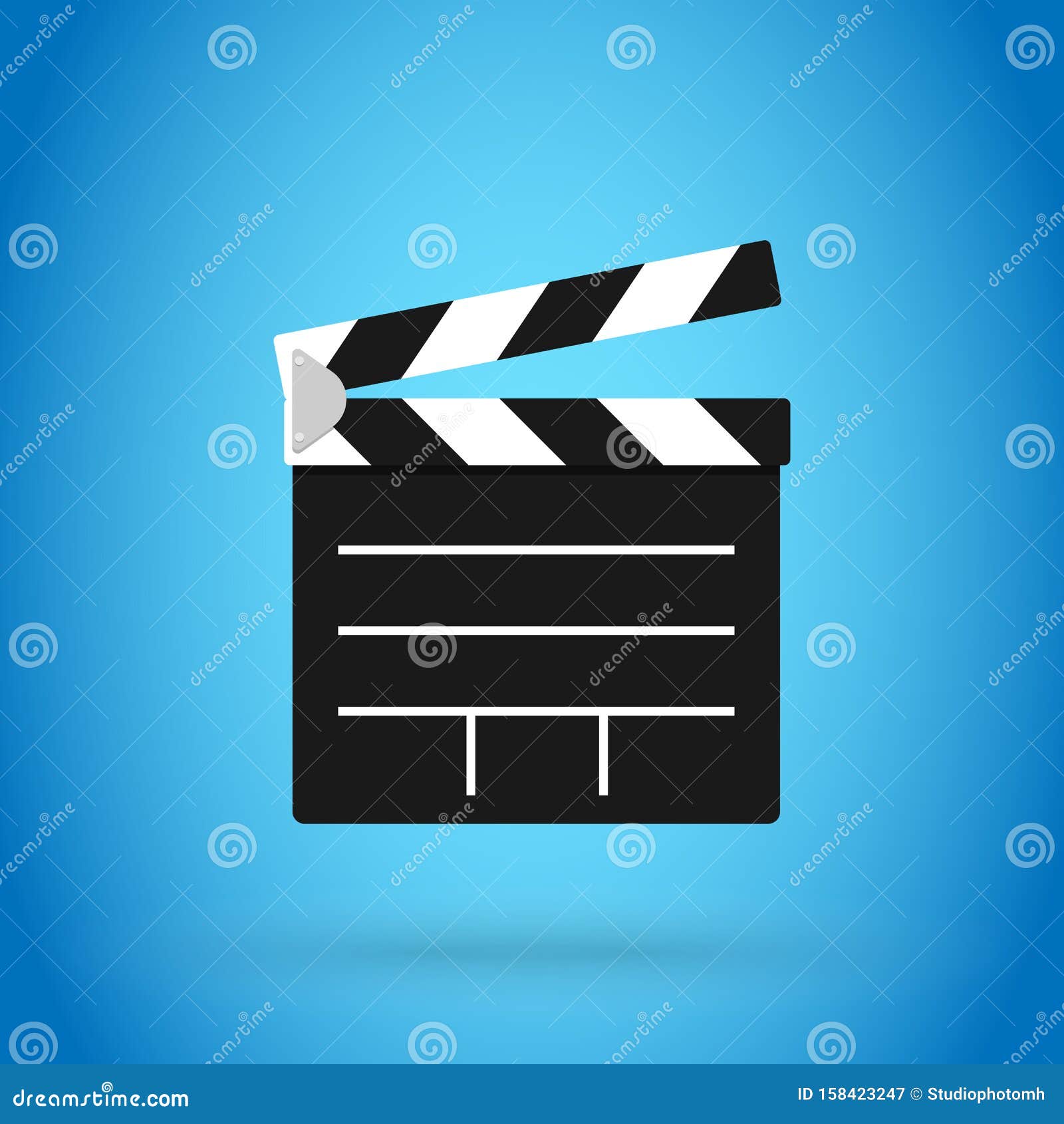 Clapperboard Vector Illustration Isolated on Blue Color Background ...