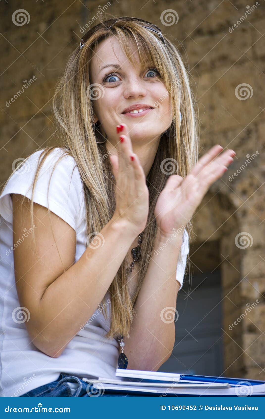 Clapping stock photo. Image of female, happy, look, green - 10699452
