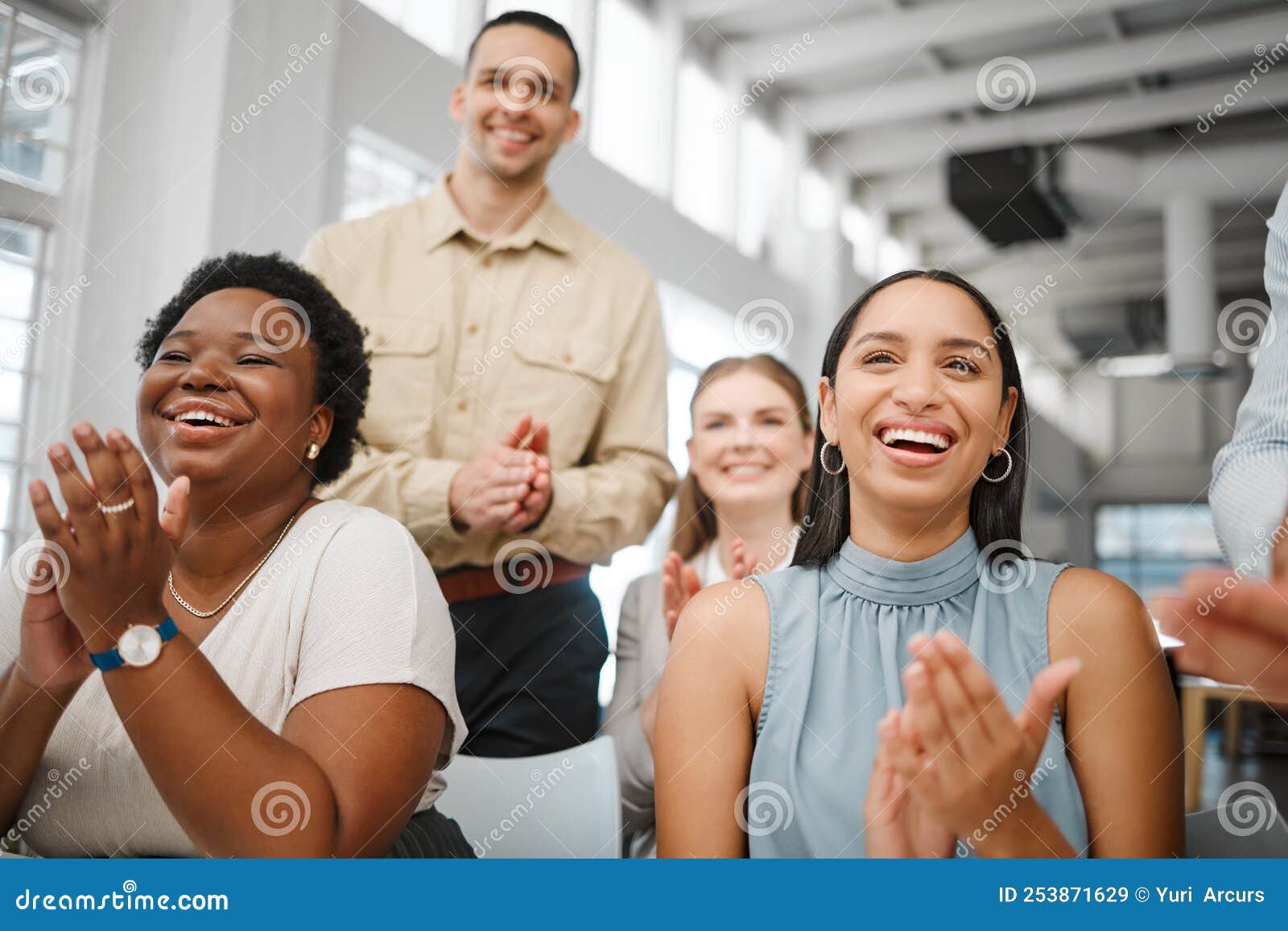 Clapping, Celebrating and Excited after Training Presentation, Office ...