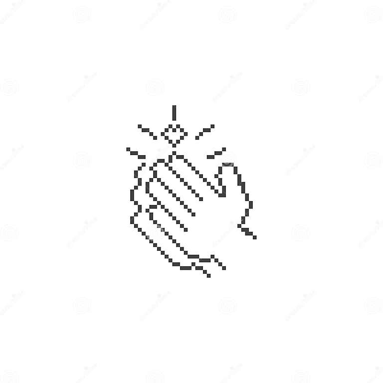 Clapping Hand, Applause. Pixel Art Line Icon Stock Vector ...