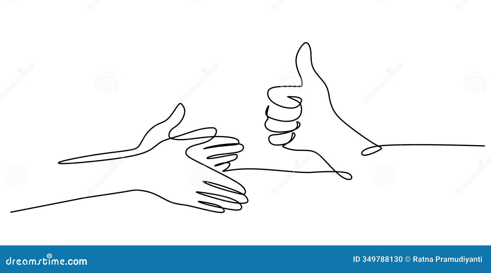 Clapping Hand and Thumb Up in Continuous Line Drawing. Celebration and ...