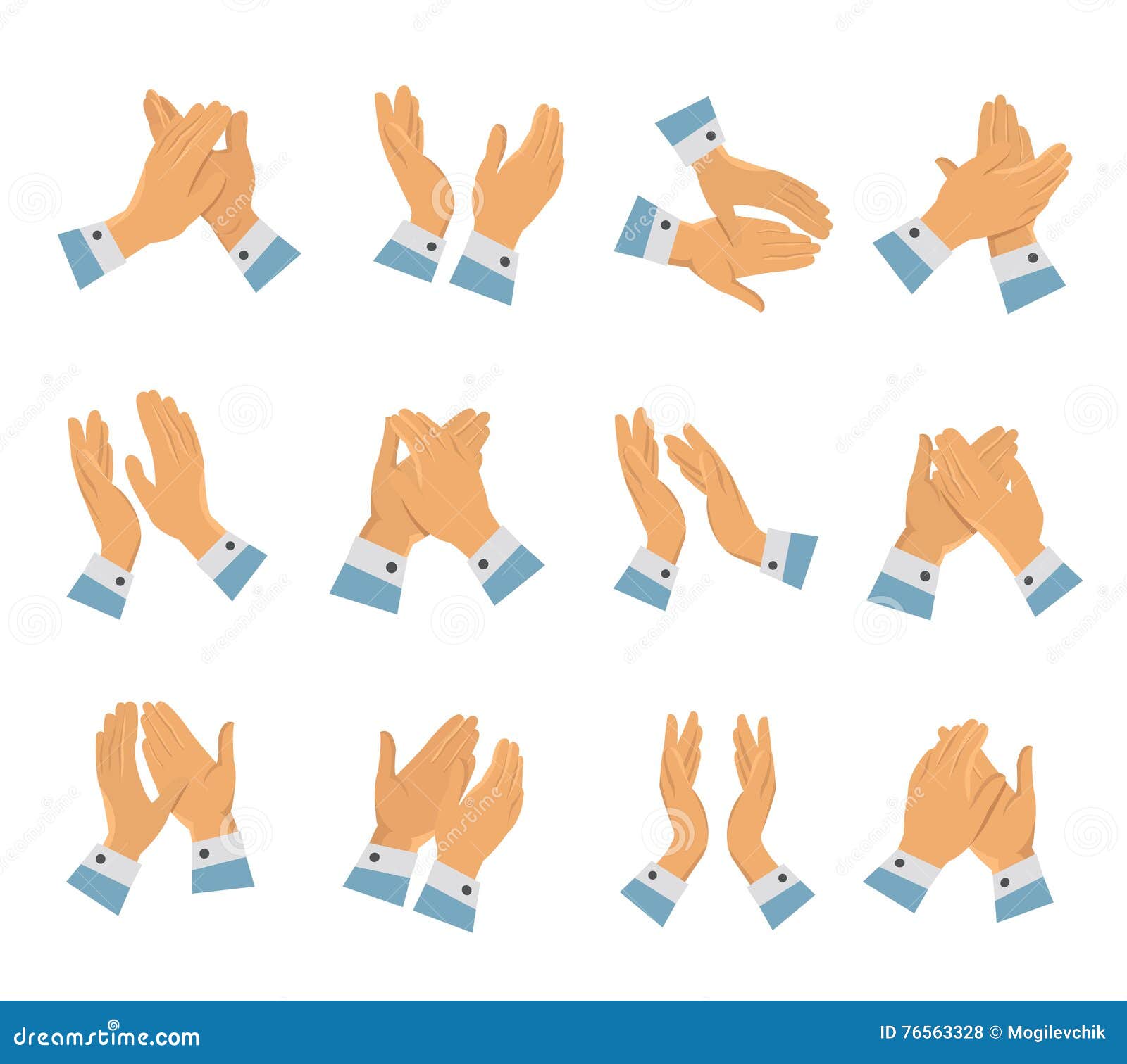 Clapping Hands Flat Icon Set Stock Vector - Illustration of emotion ...