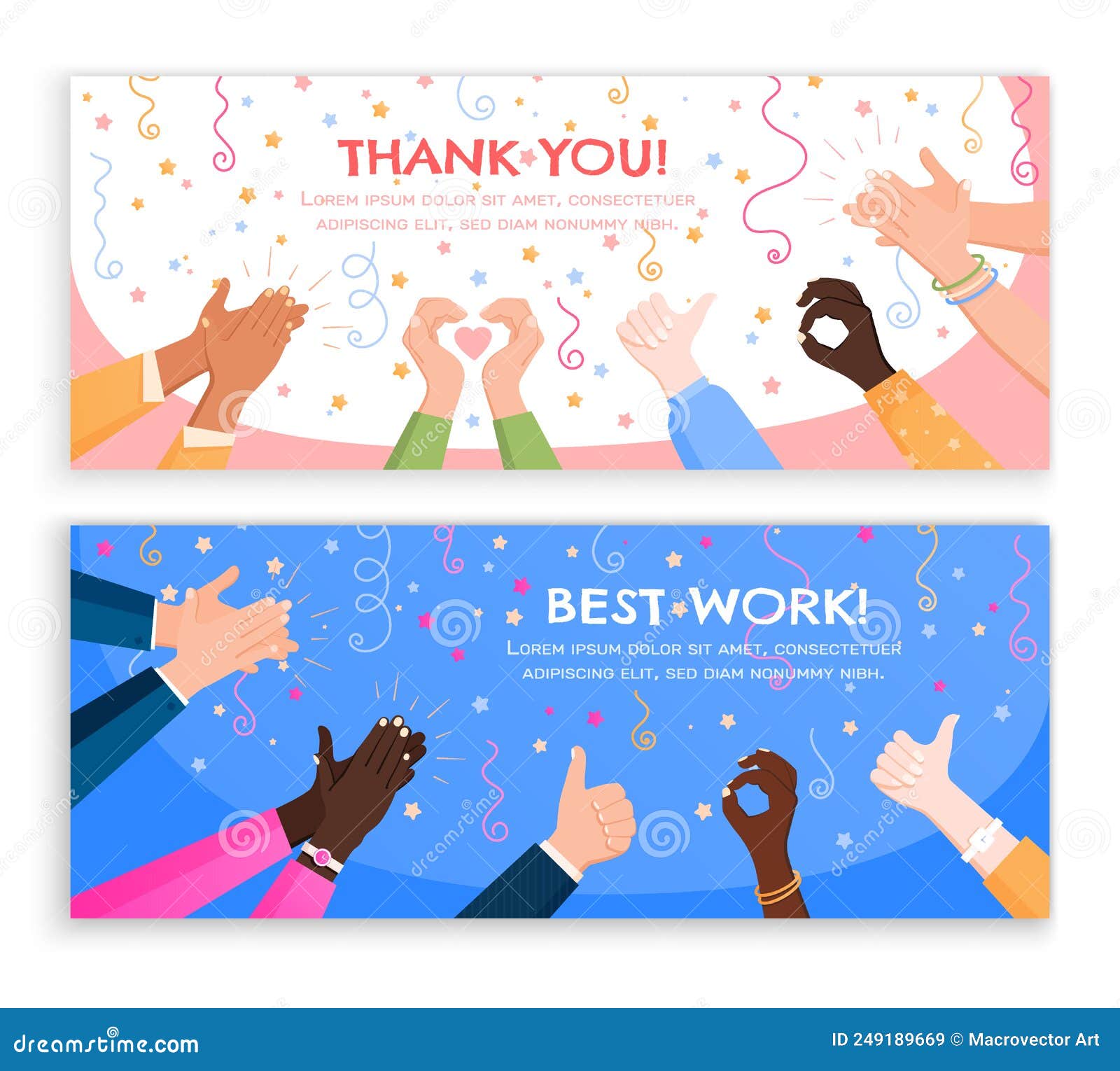 Clapping Hands Horizontal Banners Stock Vector - Illustration of ...