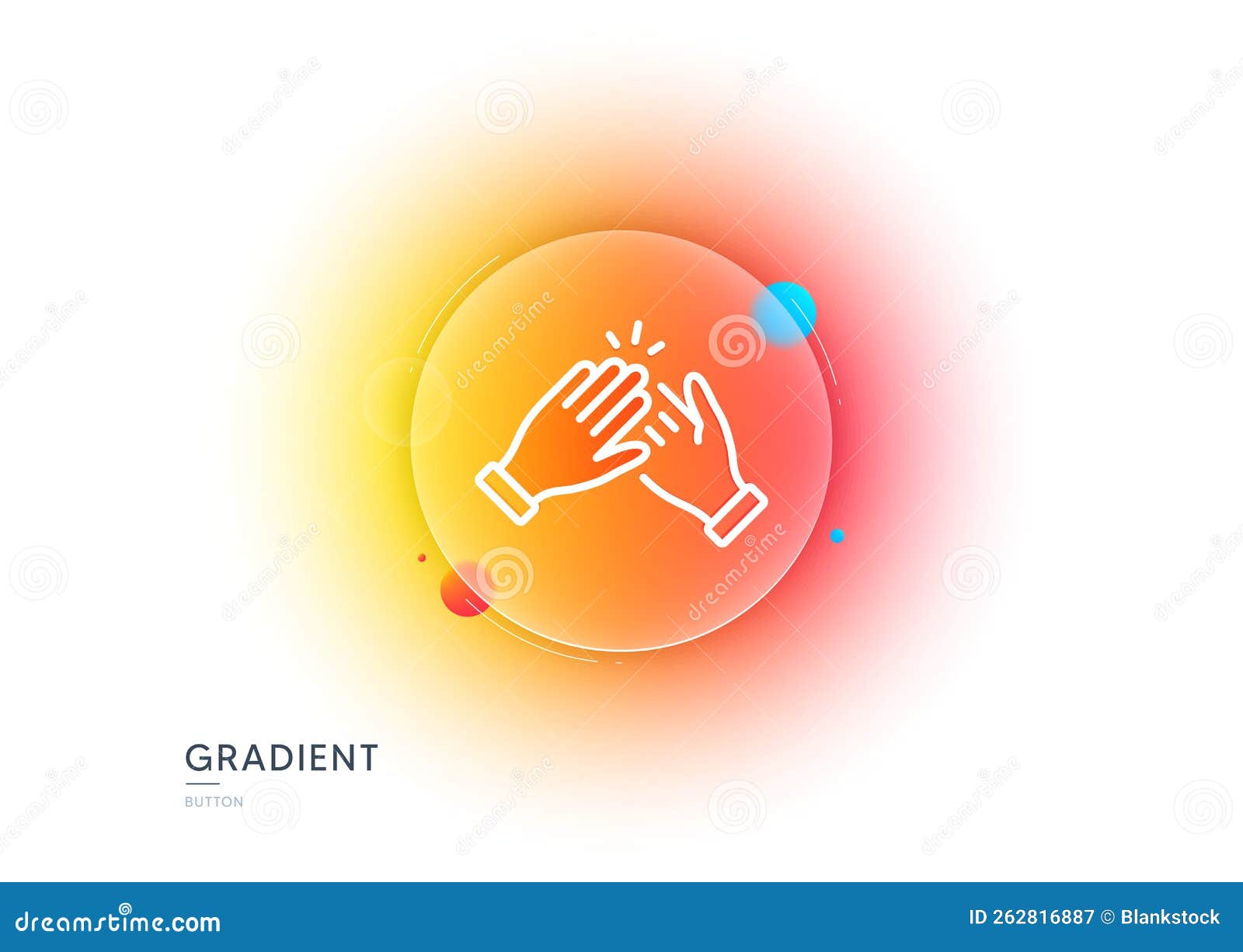 Clapping Hands Line Icon Clap Sign Gradient Blur Button Vector Stock