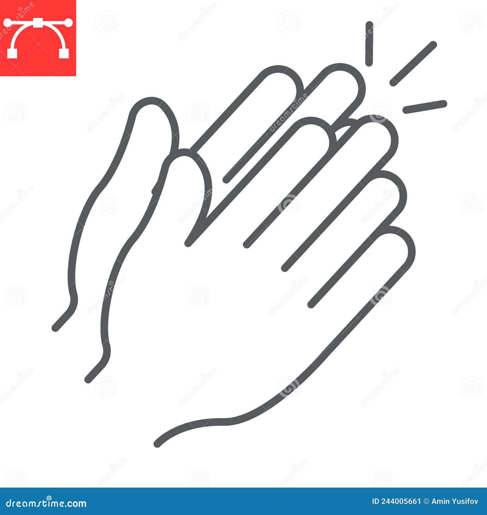 Clapping hands line icon stock vector. Illustration of black - 244005661