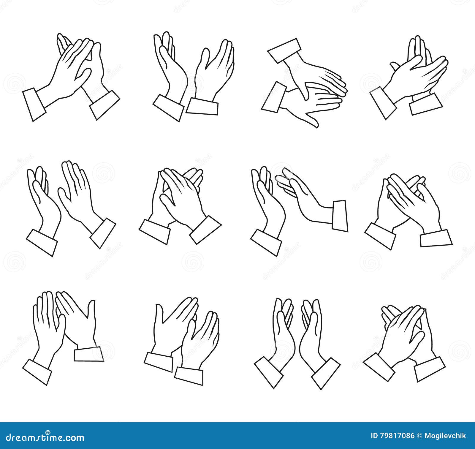Black Clapping Hands Vector Silhouettes Isolated On White Background ...