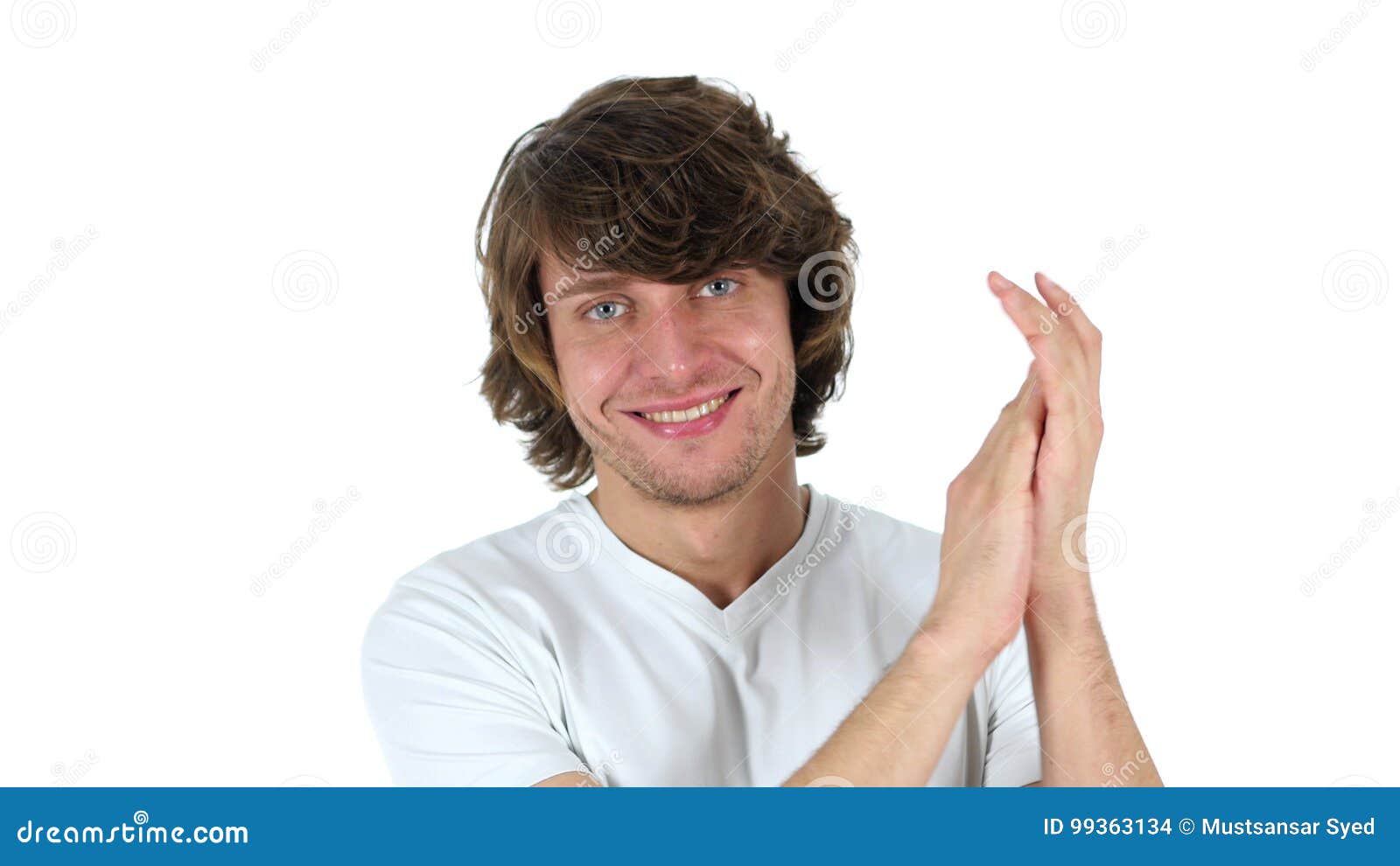 Clapping Man, White Background Stock Photo - Image of achievement ...