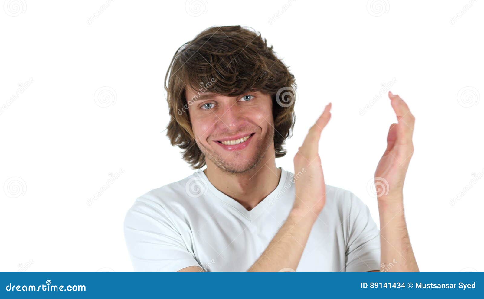 Clapping Man, White Background Stock Footage - Video of hairs ...