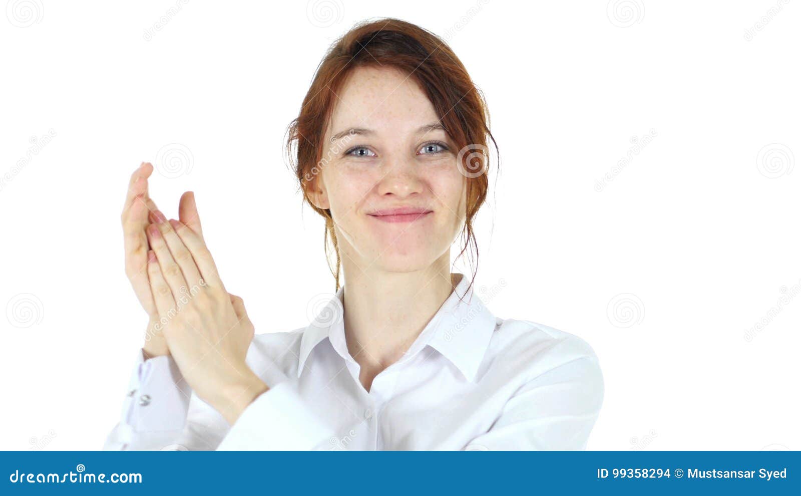 Clapping Woman, White Background Stock Photo - Image of cheering ...