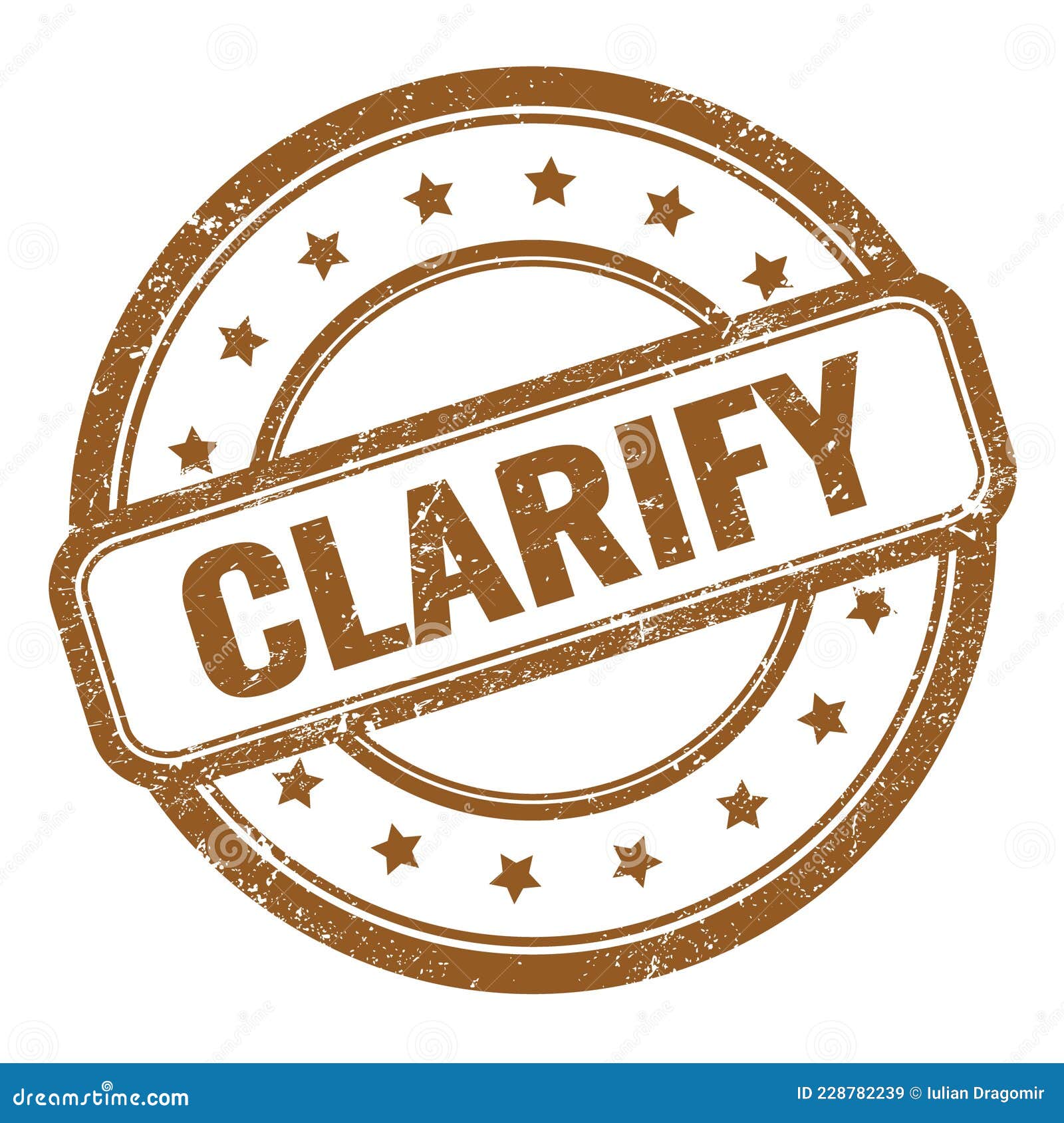 CLARIFY Text on Brown Grungy Vintage Round Stamp Stock Illustration ...