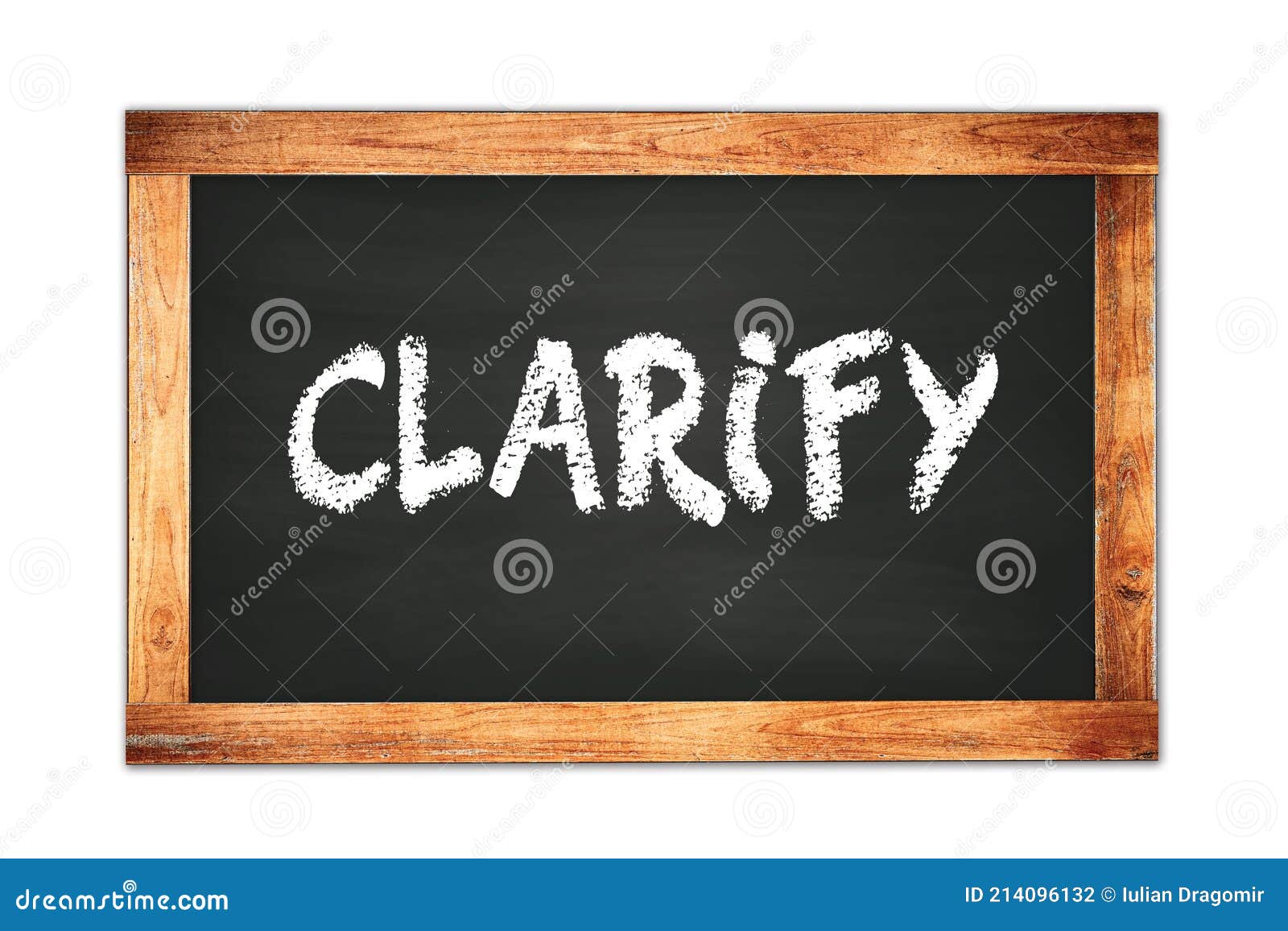 CLARIFY Text Written on Wooden Frame School Blackboard Stock Photo ...