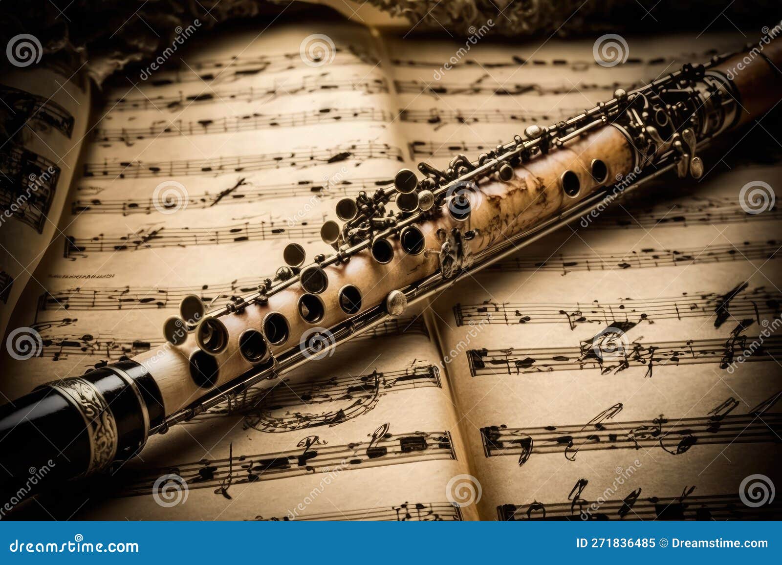 Clarinet and Music Sheet, Close Up of Clarinet and Music Sheet Stock ...