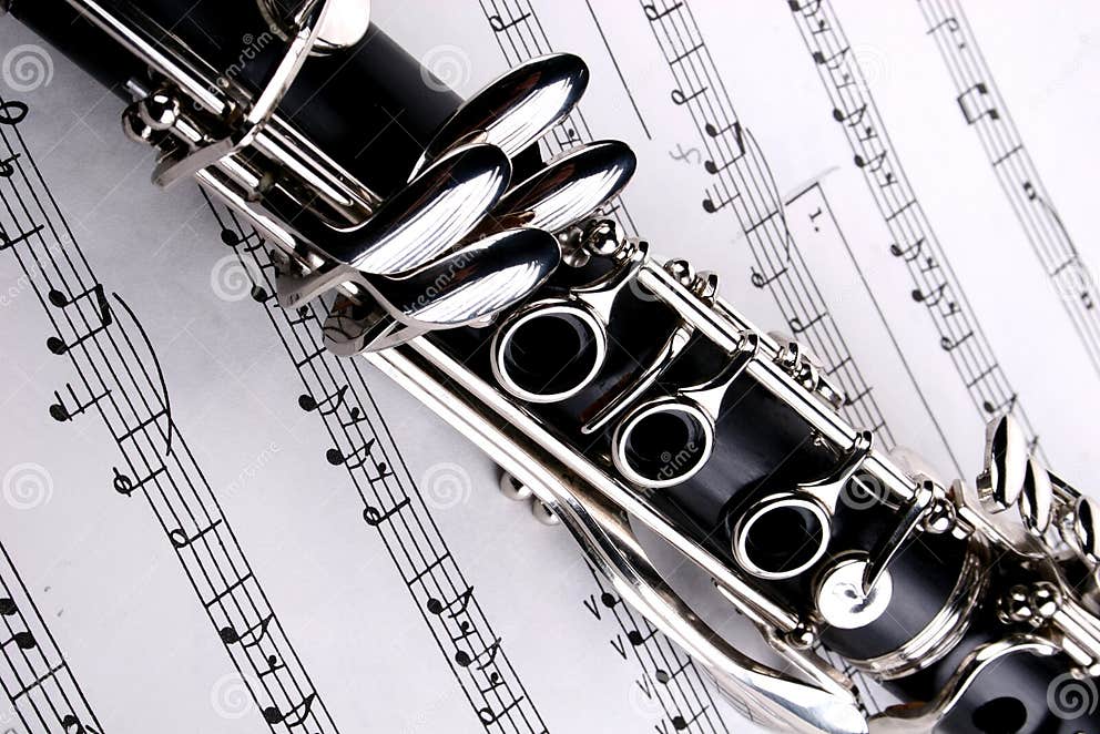 Clarinet and notes stock photo. Image of jazz, white - 17236652