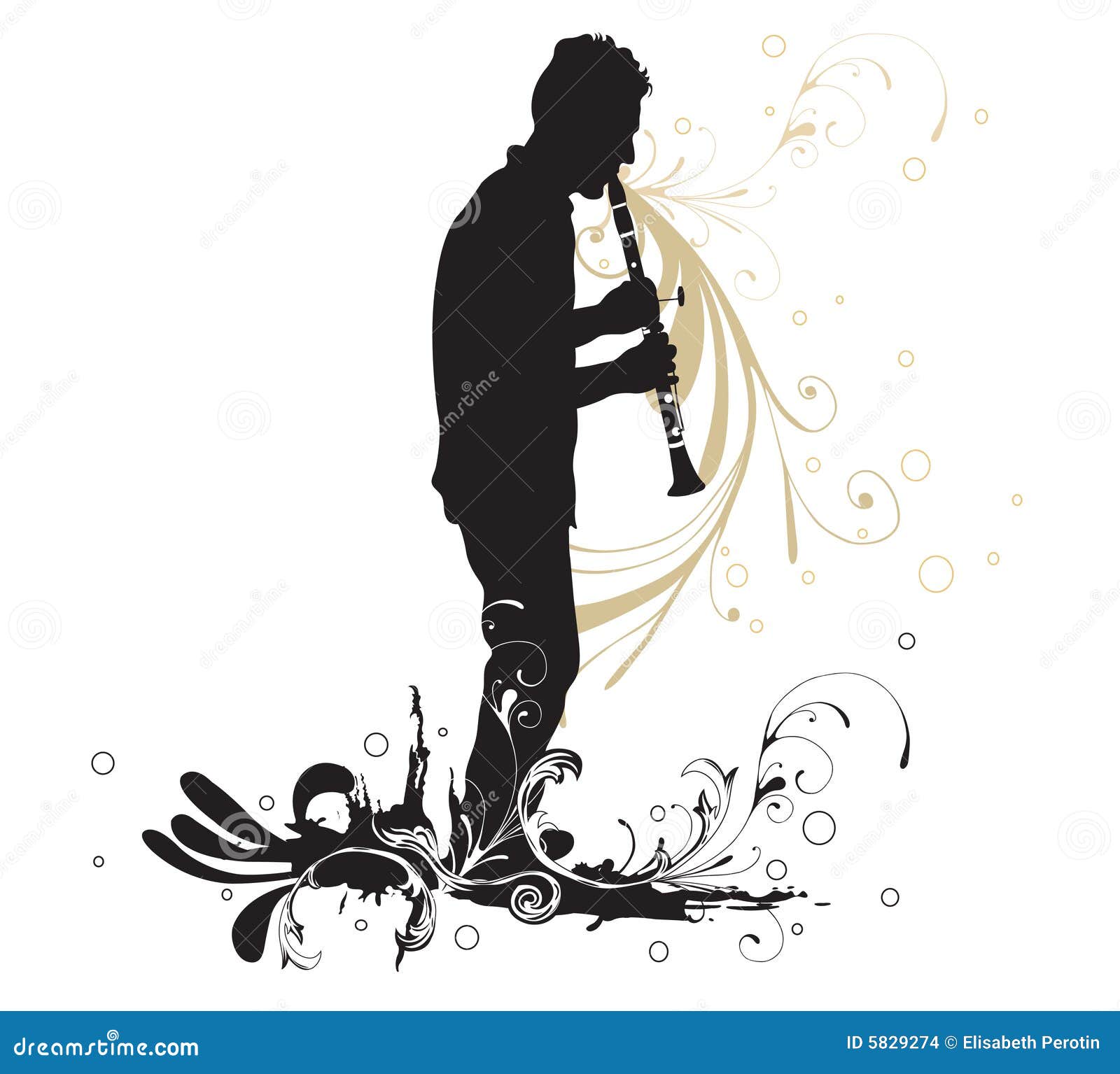 Clarinet player stock vector. Illustration of design, clarinet - 5829274