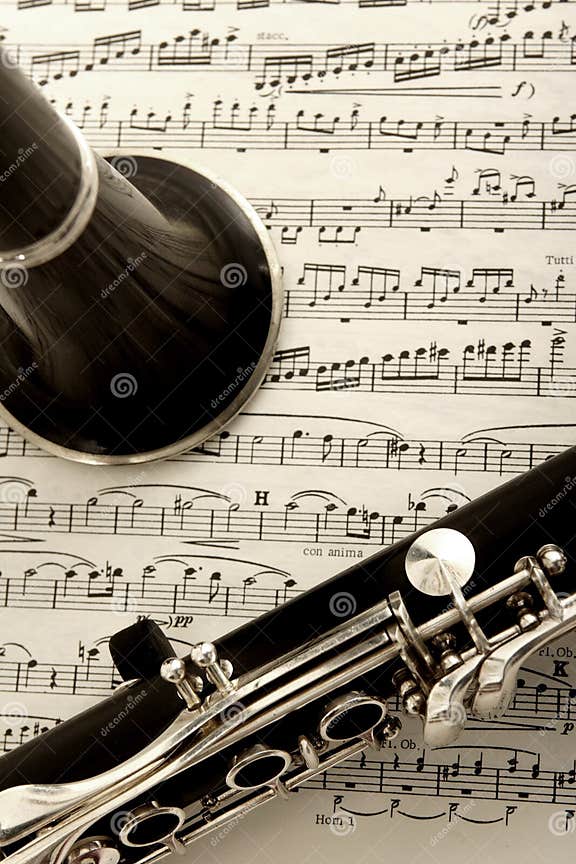 Clarinet and sheet music stock image. Image of metal, musical - 1652385