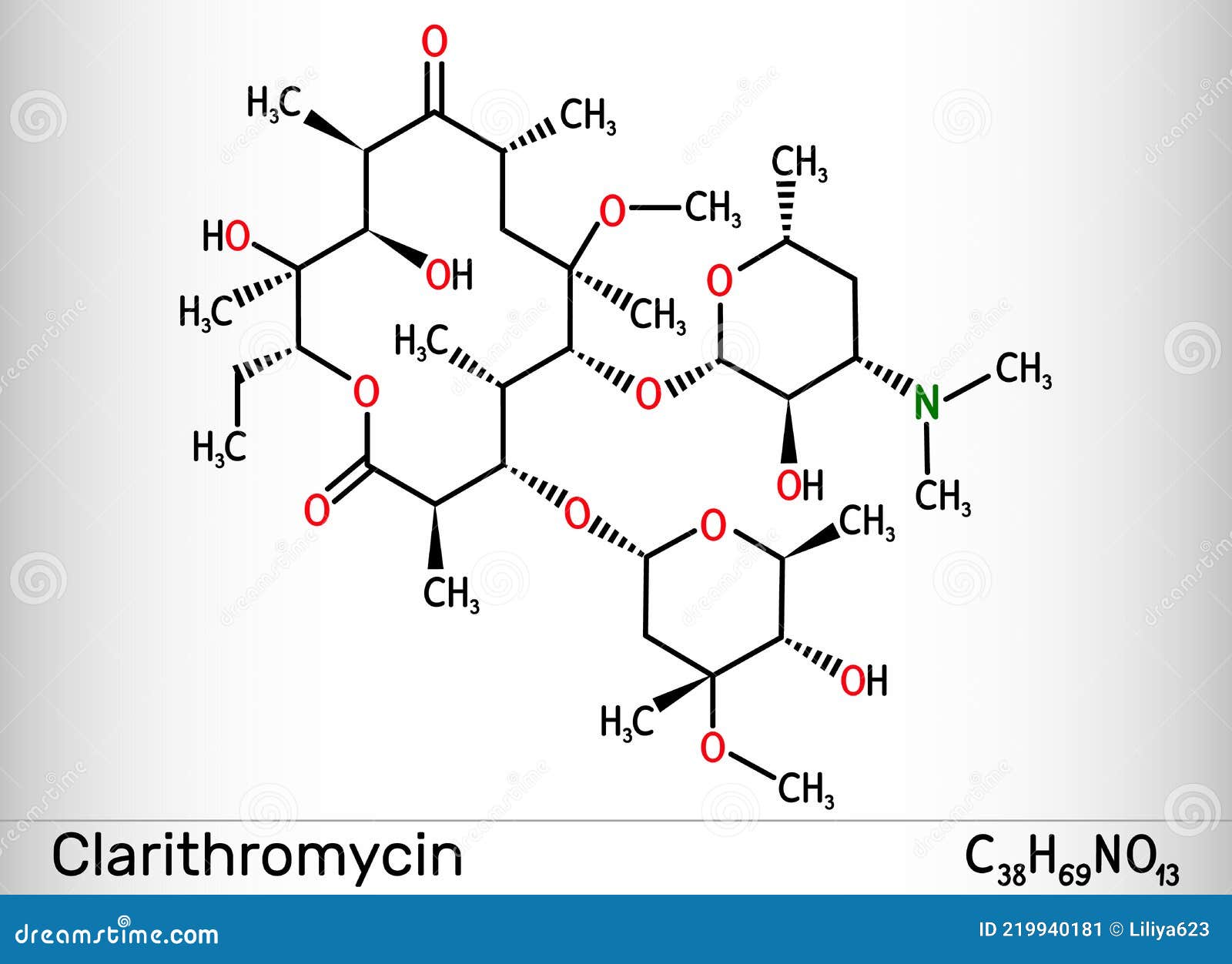 Clarithromycin Molecule. it is Antibacterial Drug, Semisynthetic ...