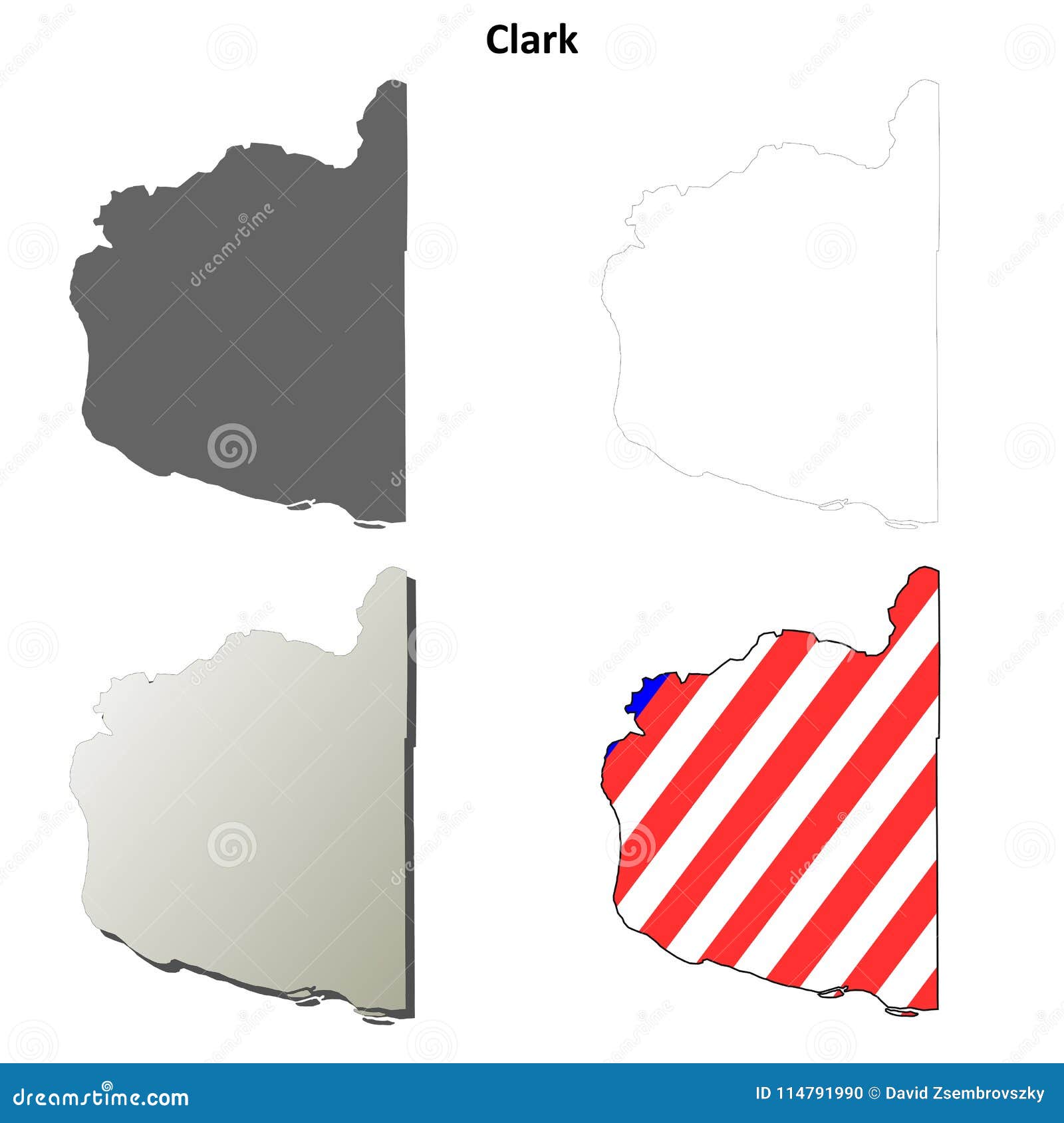 Clark County, Washington Outline Map Set Stock Vector - Illustration of ...