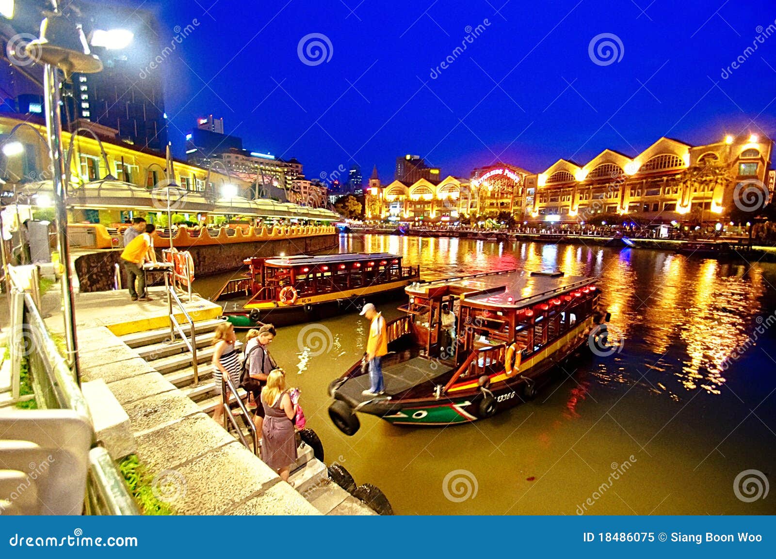 Clarke Quay at Singapore River Editorial Image - Image of night, clouds ...