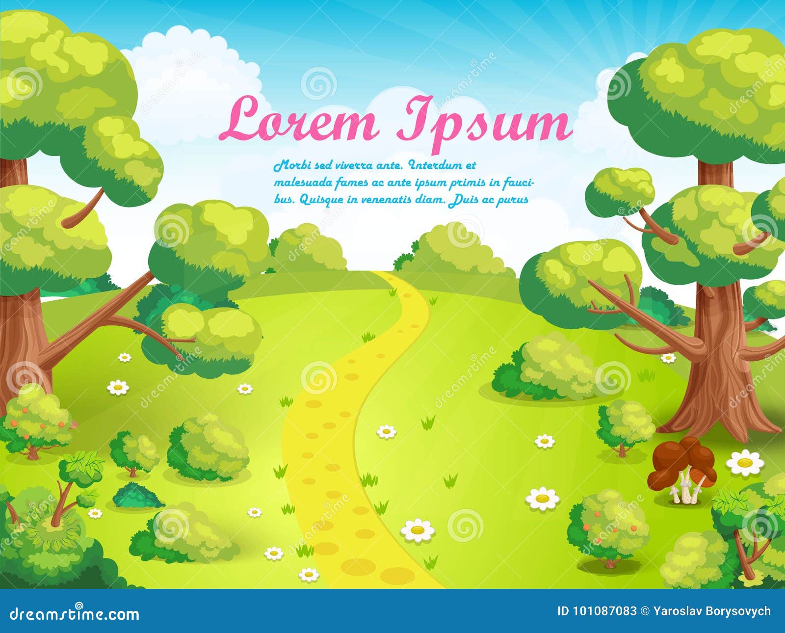 Claro En El Medio Del Parque Con El Sendero Vector Ilustración del ...