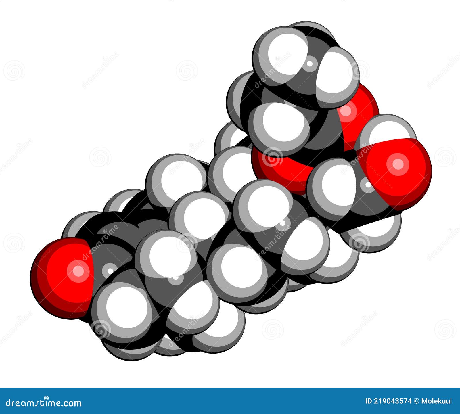 Clascoterone Drug Molecule. 3D Rendering. Atoms Are Represented As ...