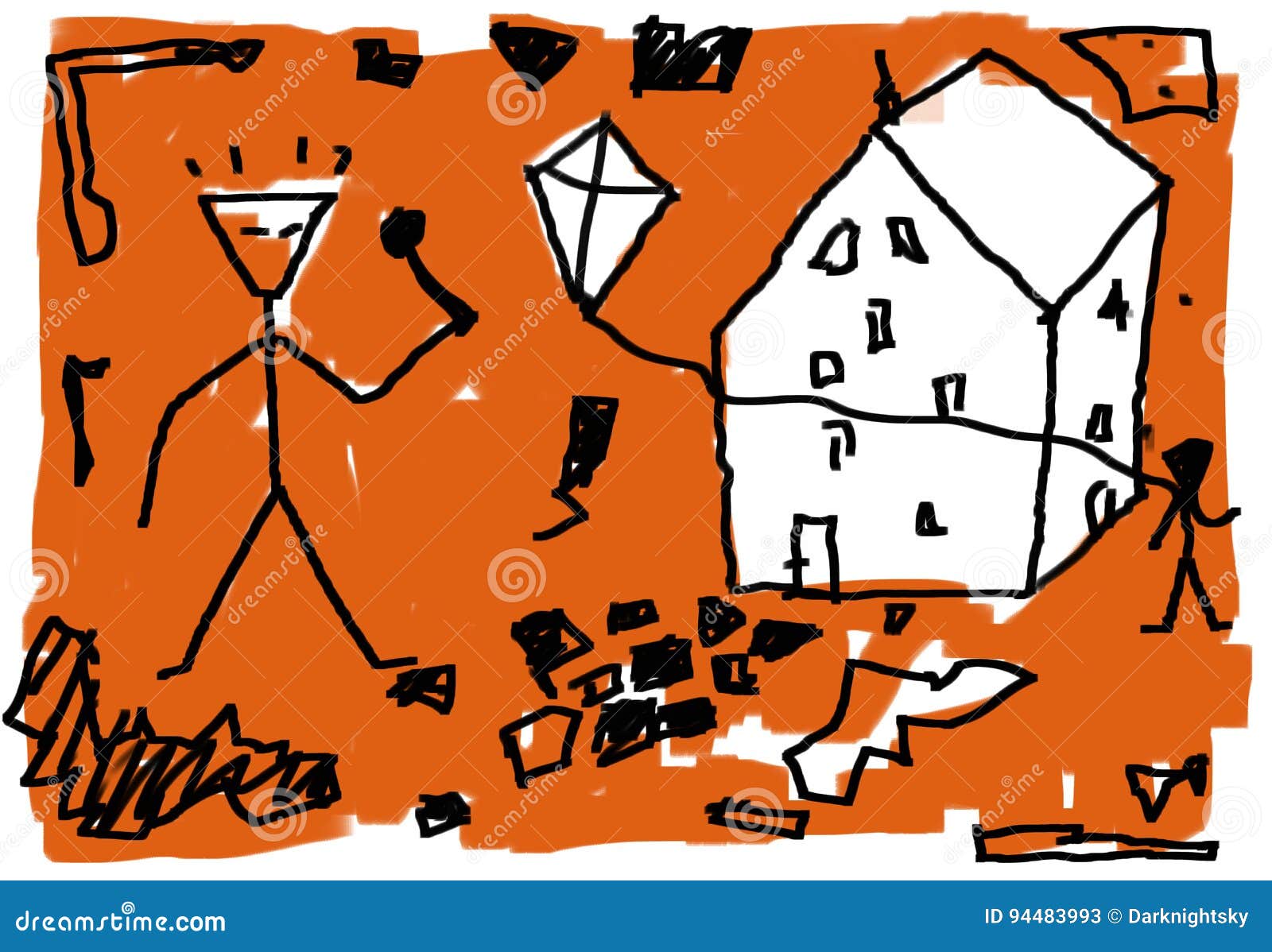 Clase Rudimentaria Abstracta De Bosquejo Stock de ilustración ...