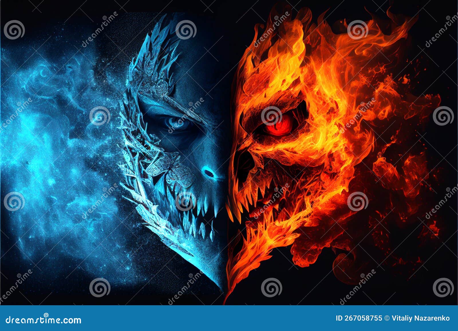 Clash of the Elements of Fire and Water. AI Generated. Stock ...